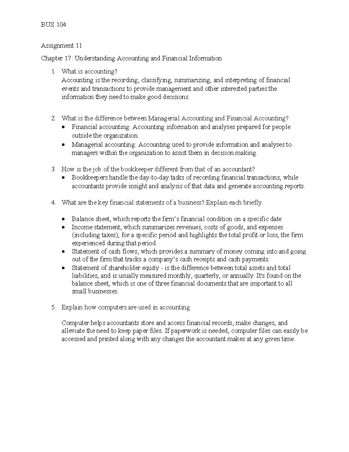 Chapter 17 - Understanding Accounting AND Financial Information - BUS ...