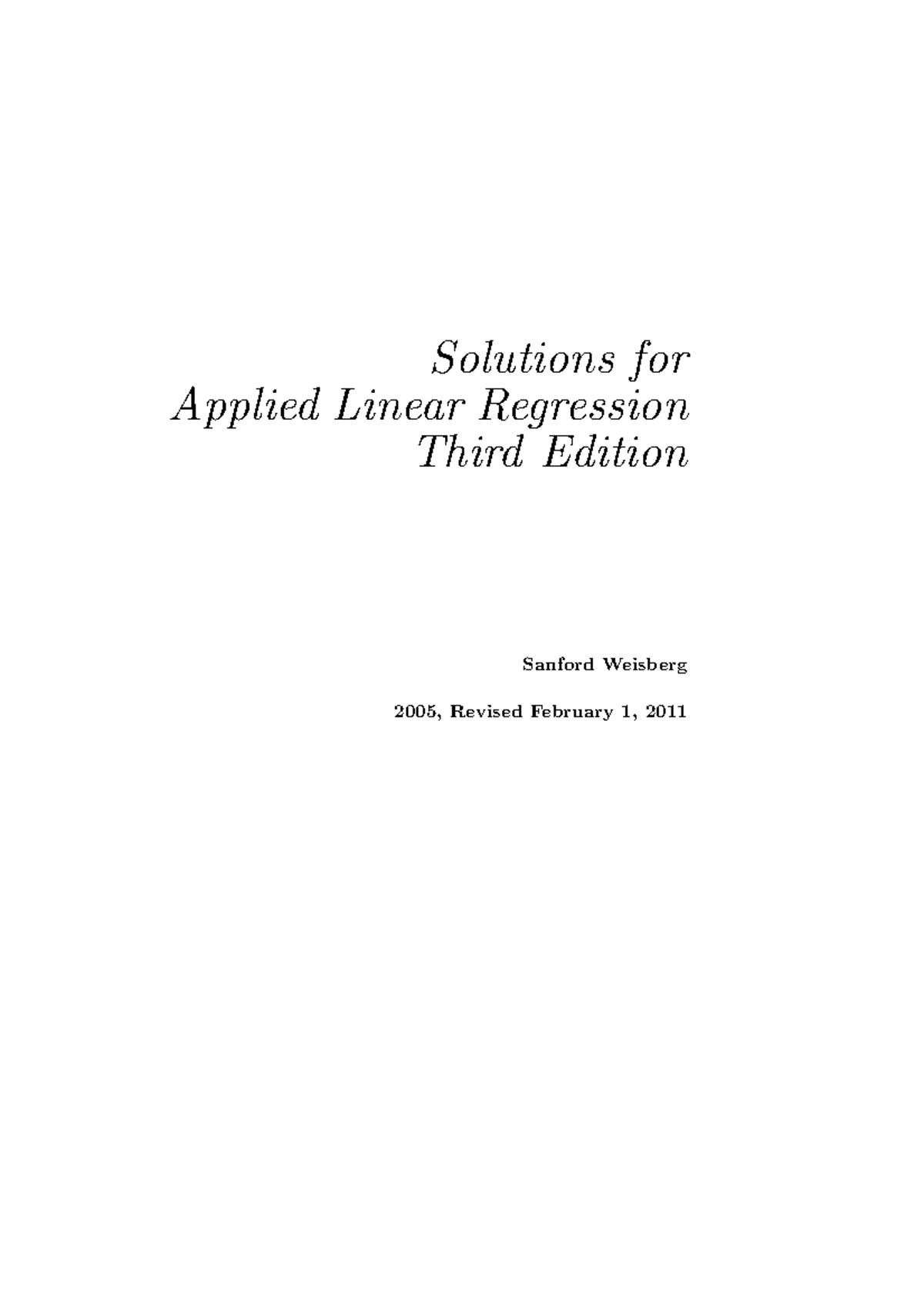 Solutions For Applied Linear Regression Solutions For Applied Linear 1379