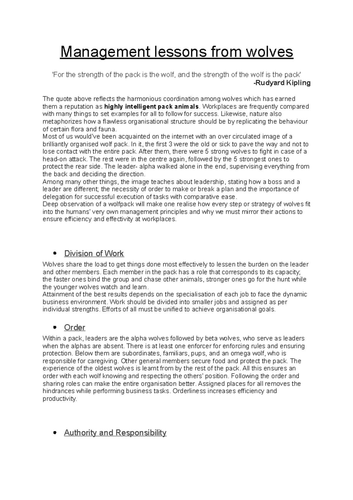 Management lessons from wolves - Workplaces are frequently compared ...