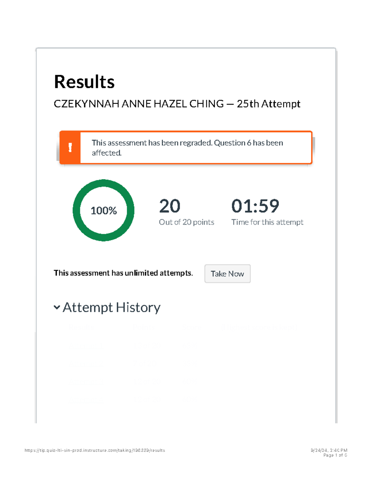L1 eda - eda - Results CZEKYNNAH ANNE HAZEL CHING — 25th Attempt This ...