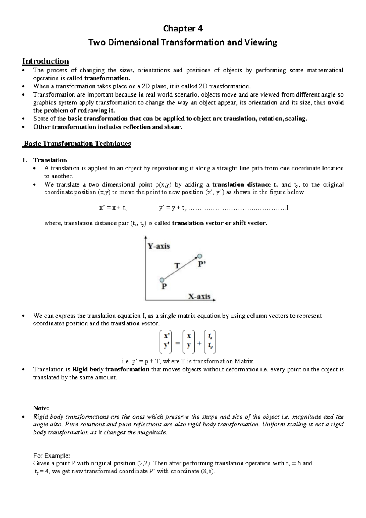 Chapter-3 2D Transformation and Viewwing - Chapter 4 Two Dimensional Transformation and Viewing ...