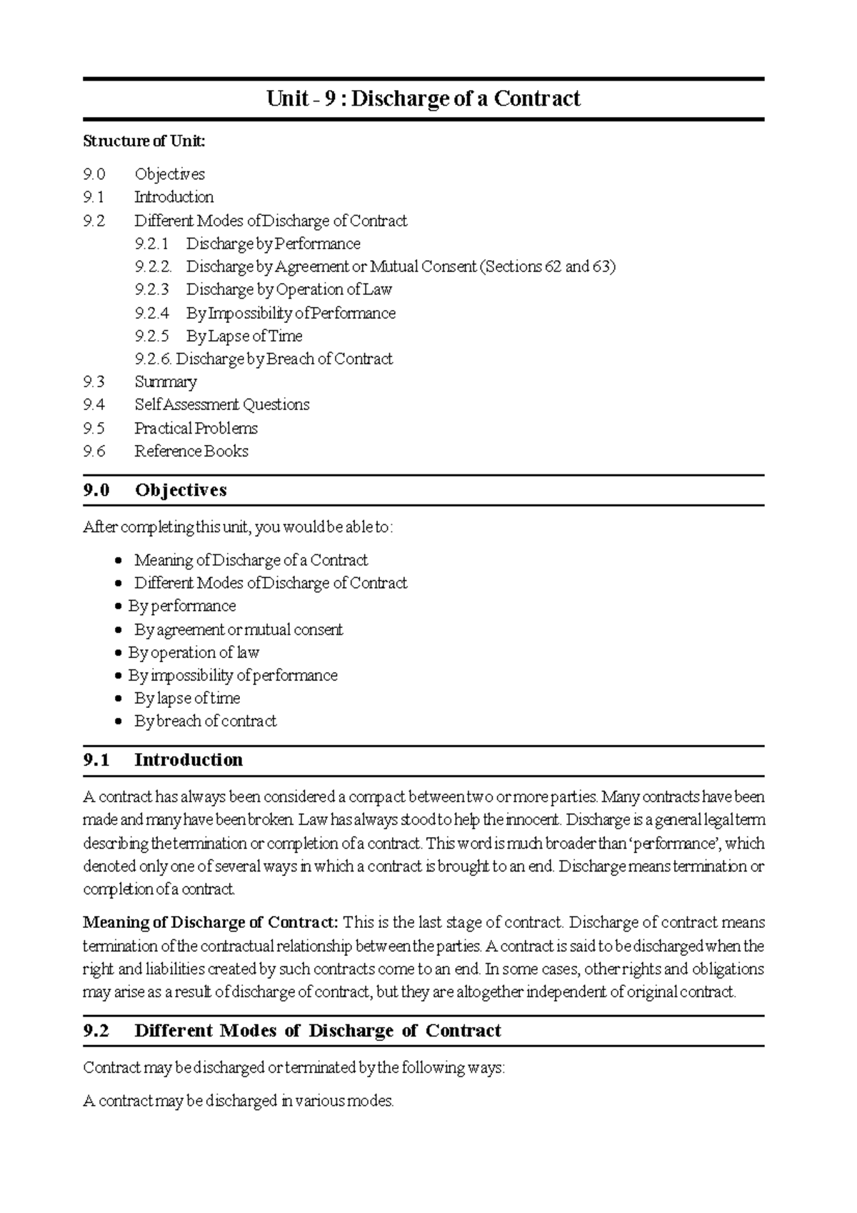 Discharge of a Contract - 2 Discharge by Performance 9.2. Discharge by ...