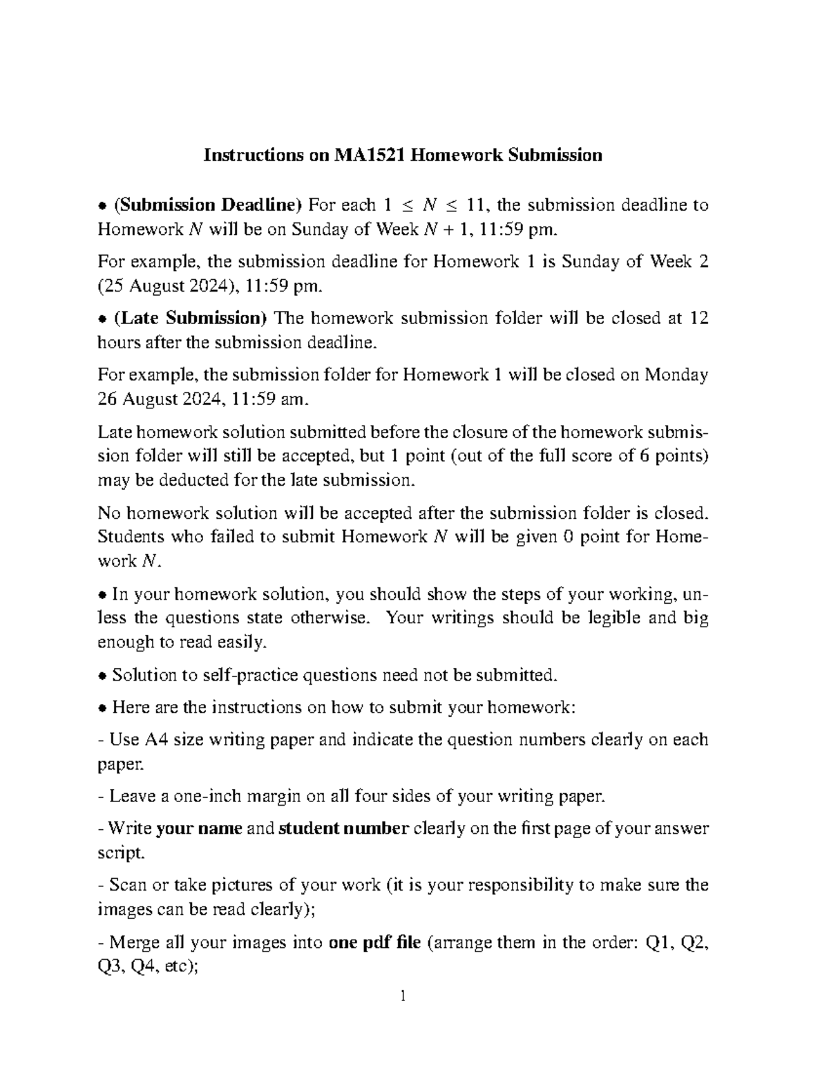 Instruction on Homework Submission - Instructions on MA1521 Homework ...