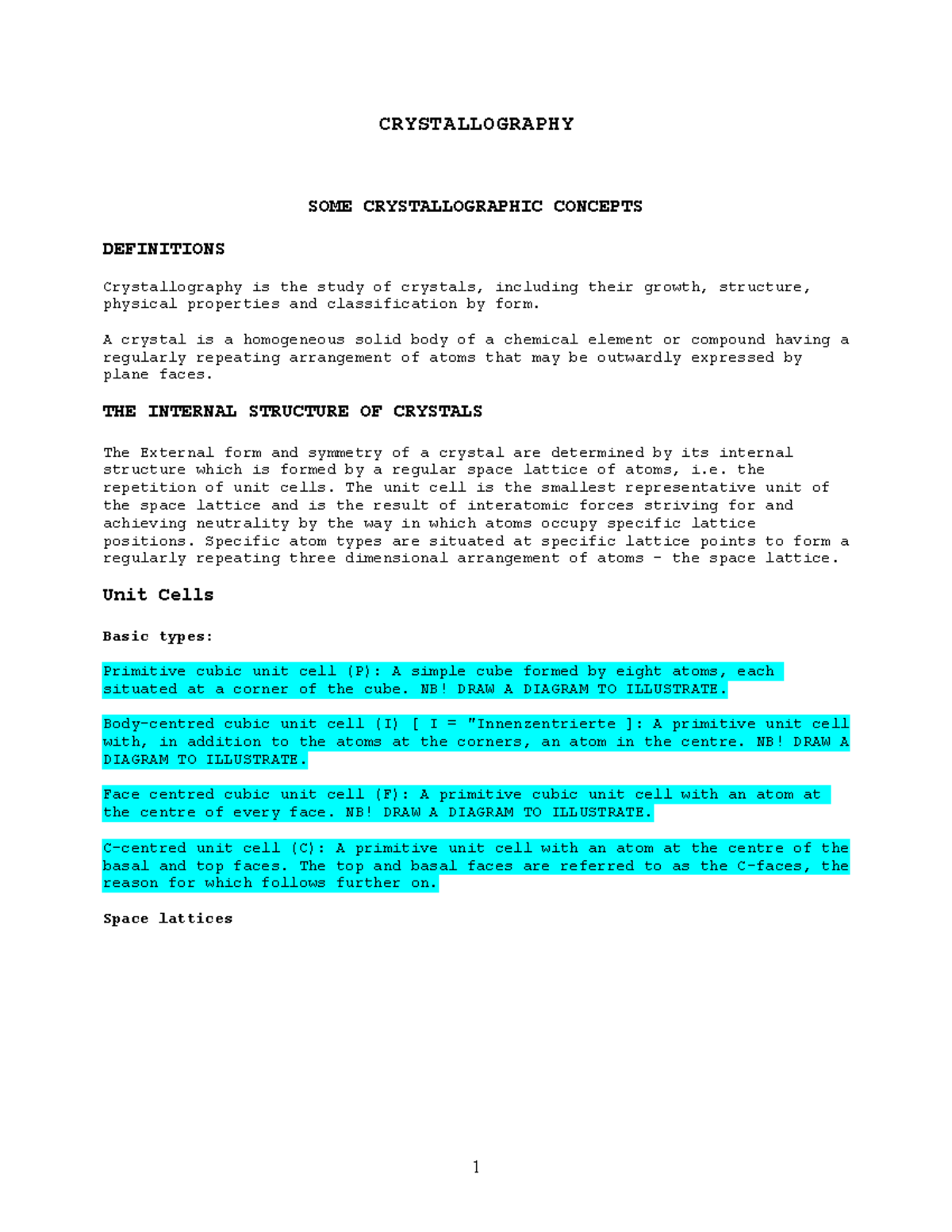 Crystallography Notes 2010 - CRYSTALLOGRAPHY SOME CRYSTALLOGRAPHIC ...