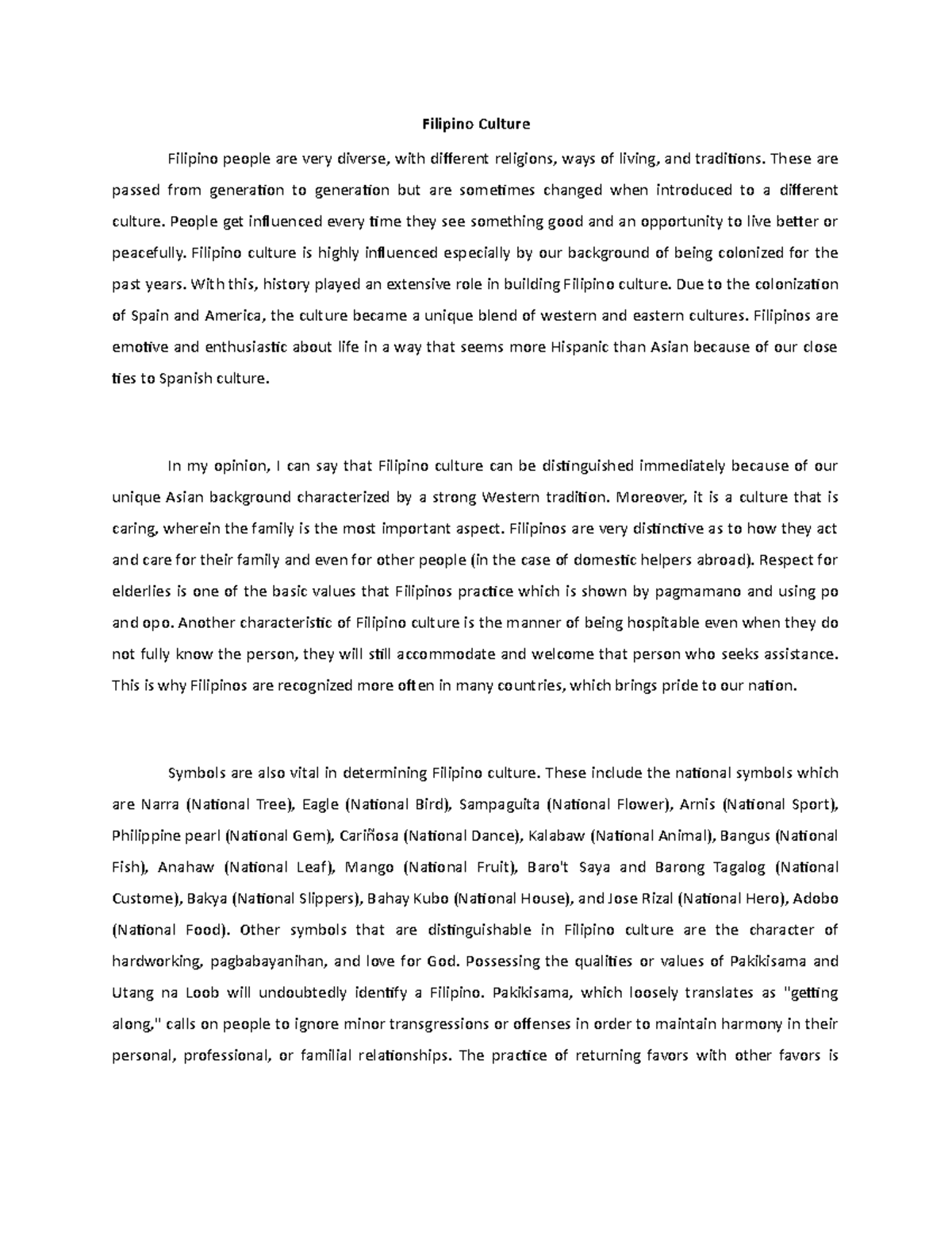 Activity Ethics Reflection paper_Filipino Culture - Filipino Culture ...