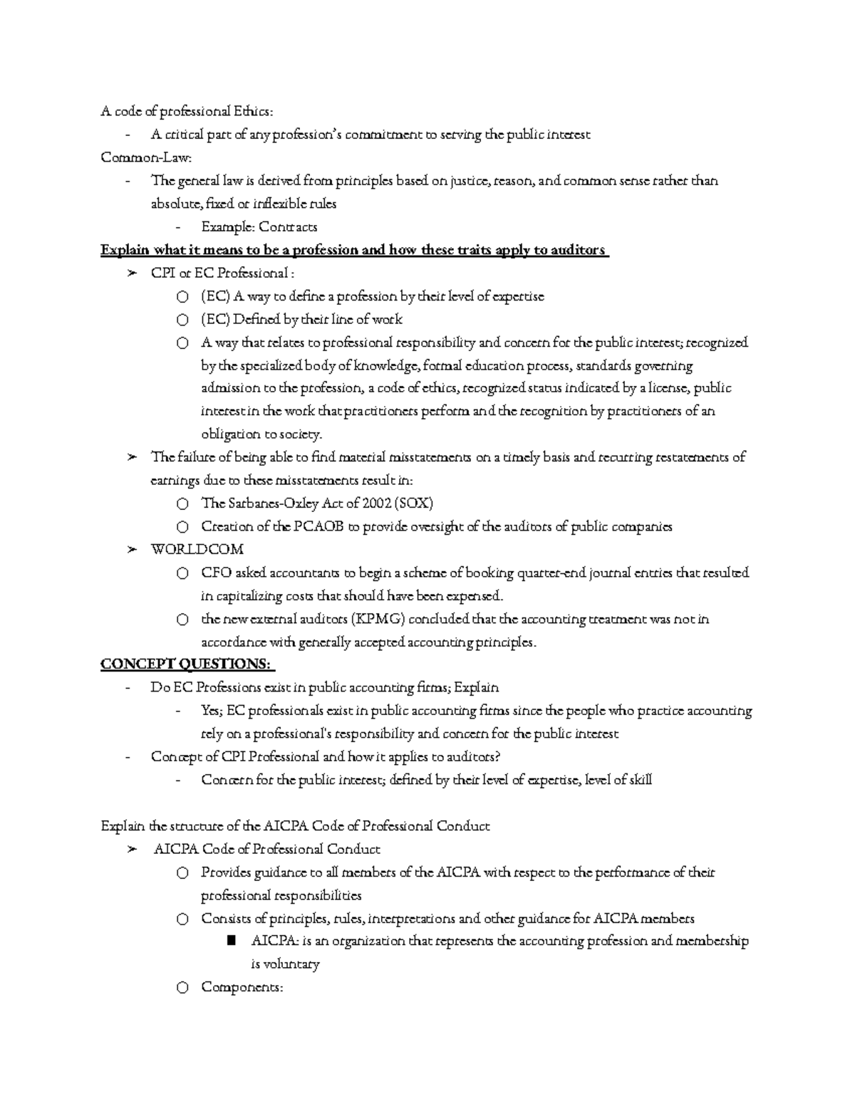 Chapter 2 Textbook Notes - A code of professional Ethics: - A critical ...