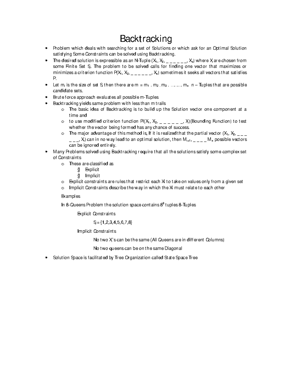 DAA R20 UNIT 4 - DATA ANALYSIS - Backtracking Problem w hich deals w ...