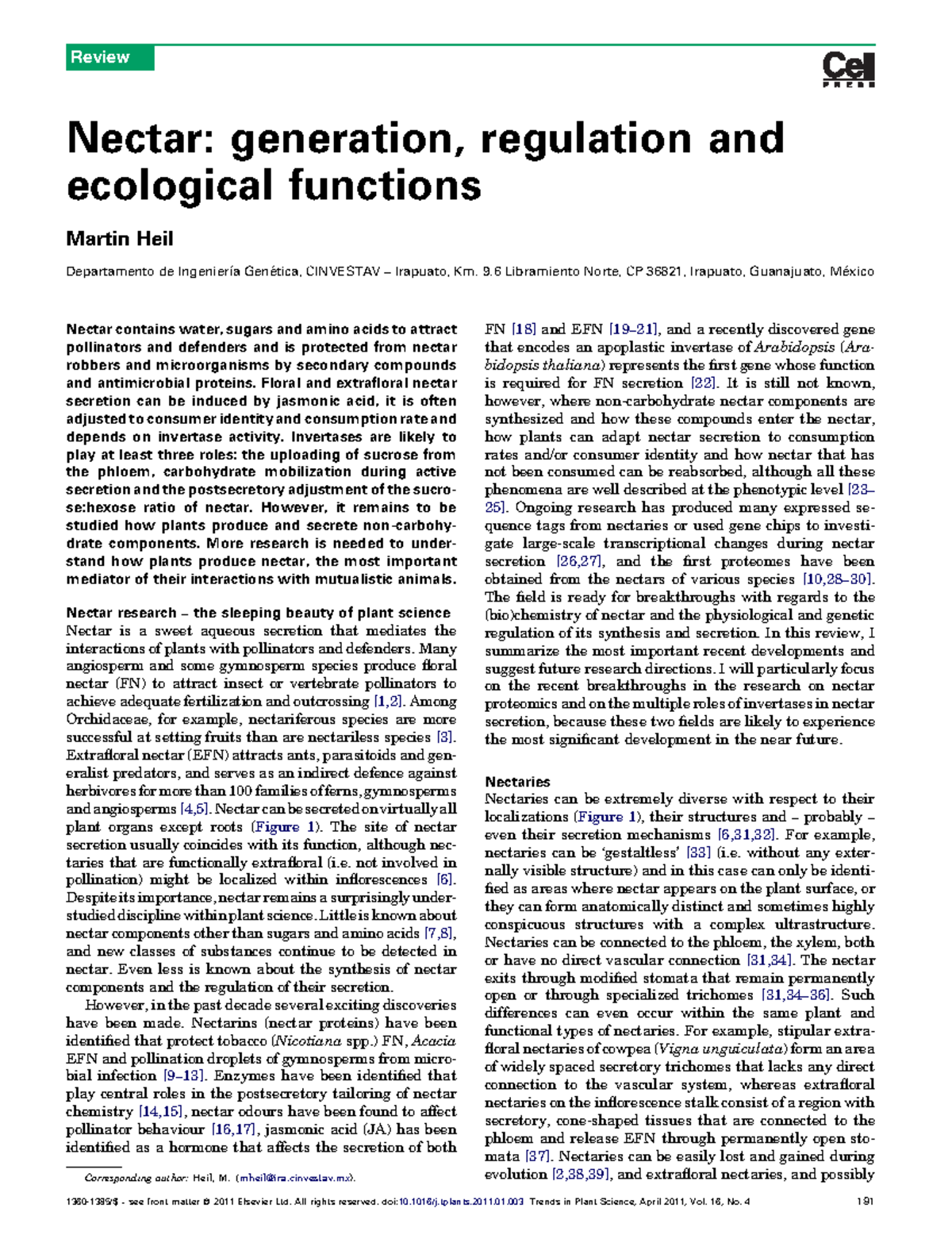 Nector - helpful - Nectar: generation, regulation and ecological ...