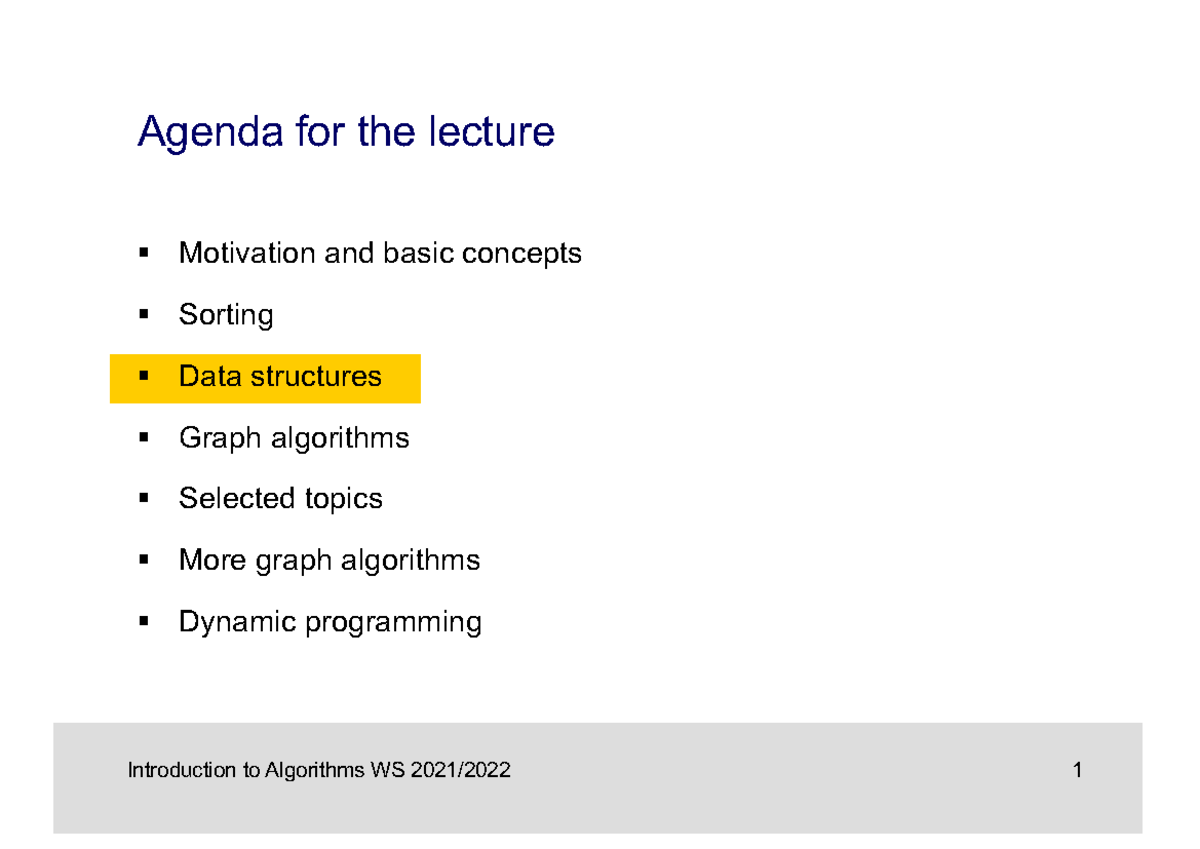 Algorithms 21 Stacks Queues Linked Lists Lecture Agenda For The Lecture § Motivation And Basic