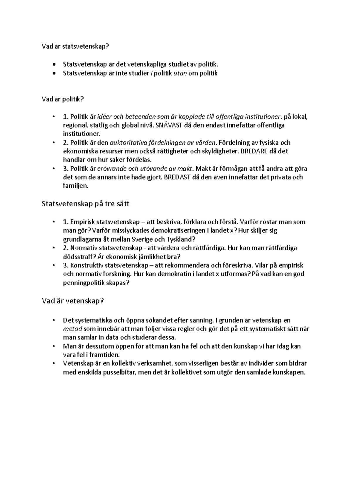 Vad är statsvetenskap kap 1-5 - Vad är statsvetenskap? Statsvetenskap ...