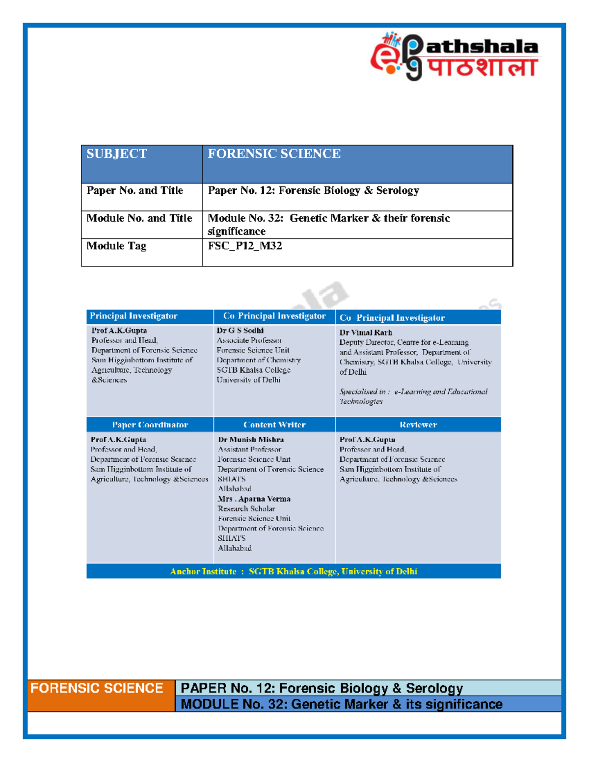Genetic marker a their significance - FORENSIC SCIENCE PAPER No. 12 ...