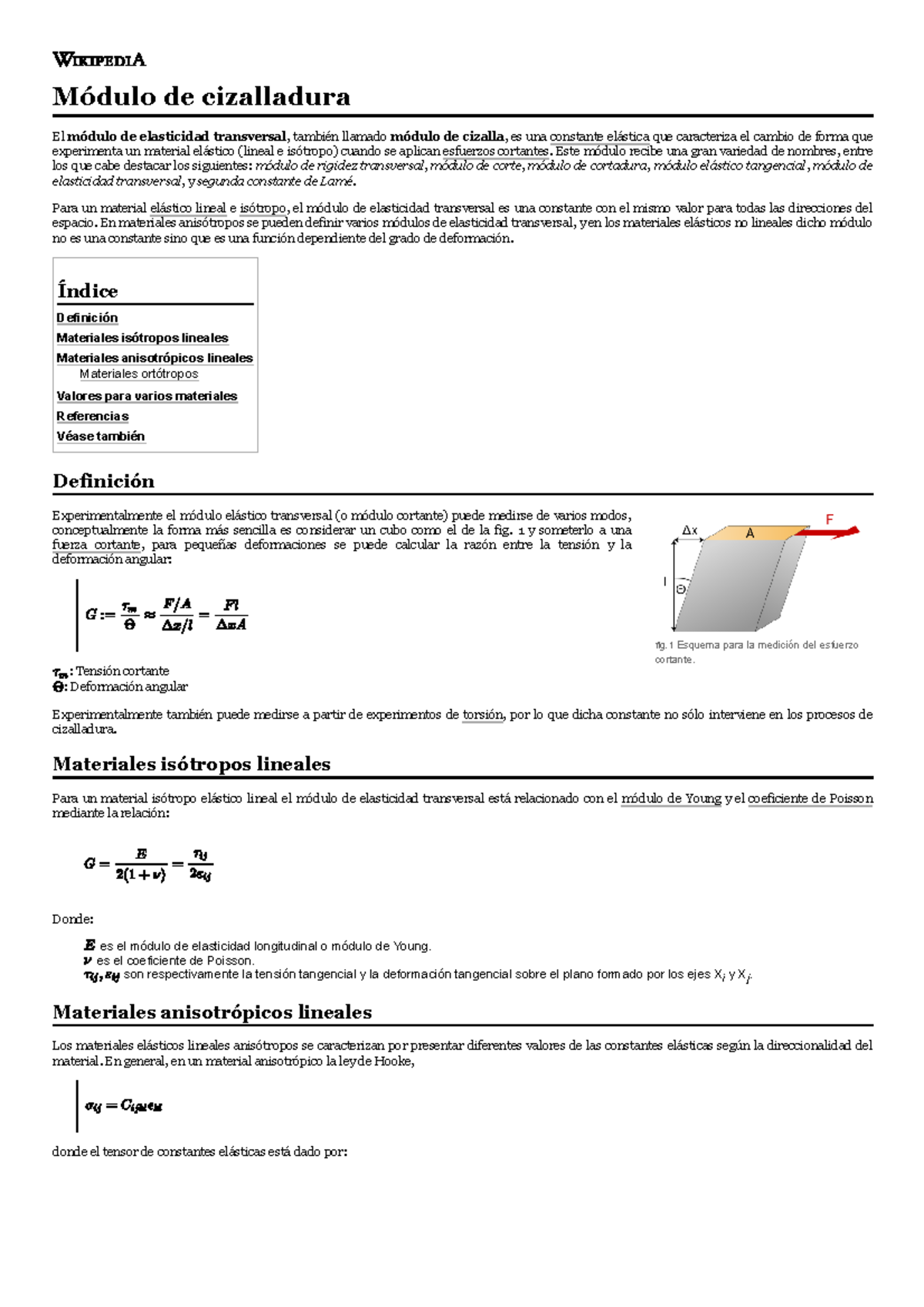 Módulo de cizalladura o rigidez- Wikipedia, la enciclopedia libre - fig ...