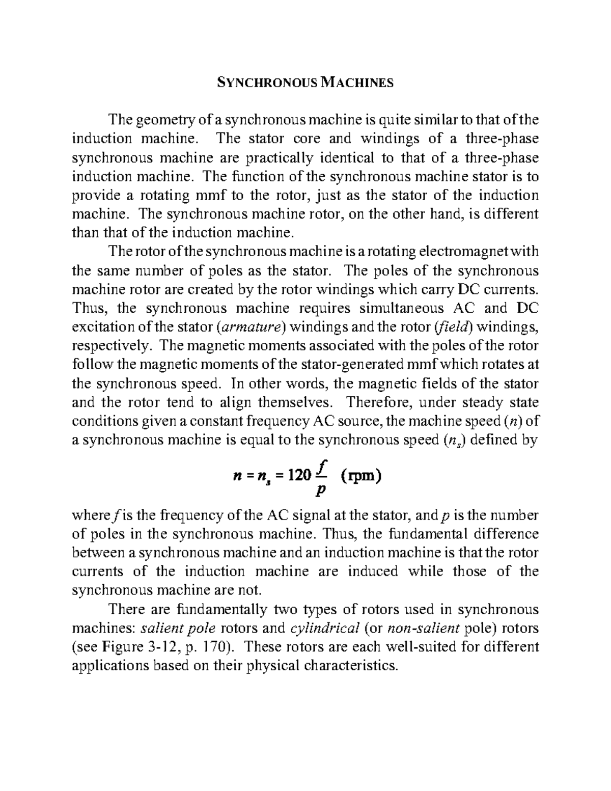Ece3614synchronous machines - SYNCHRONOUS MACHINES The geometry of a ...