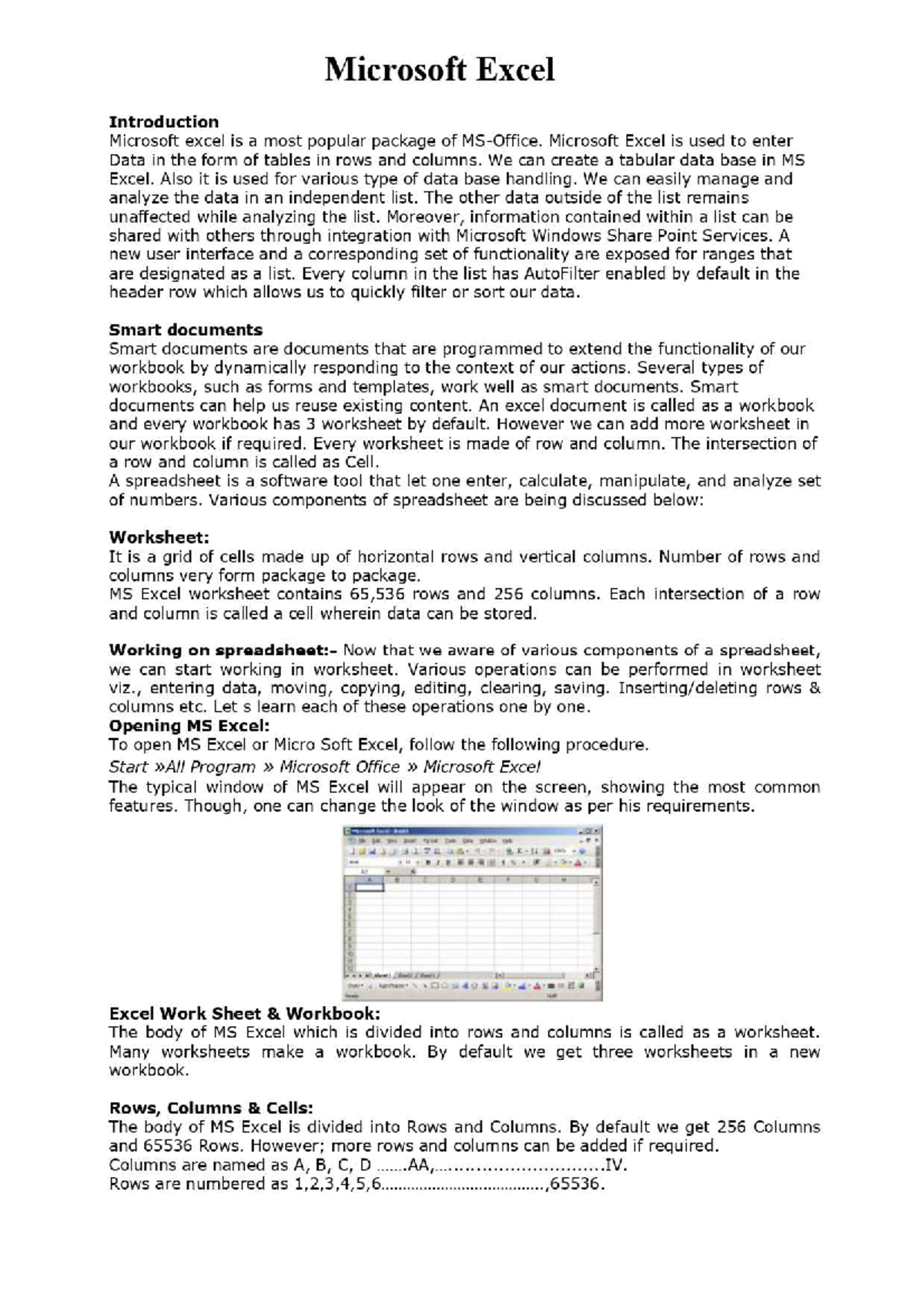 Ms exel - Microsoft Excel notes - Computer Diploma - Studocu