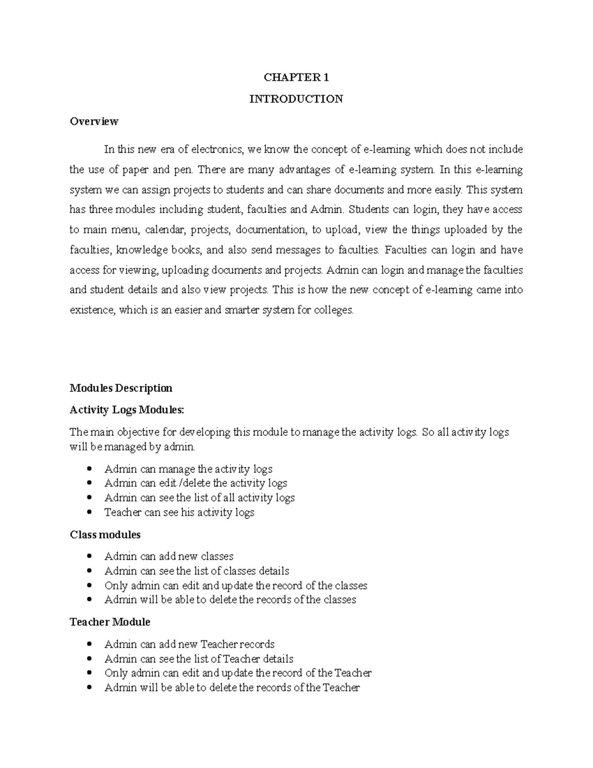 Activity Logs Modules - CHAPTER 1 INTRODUCTION Overview In this new era ...