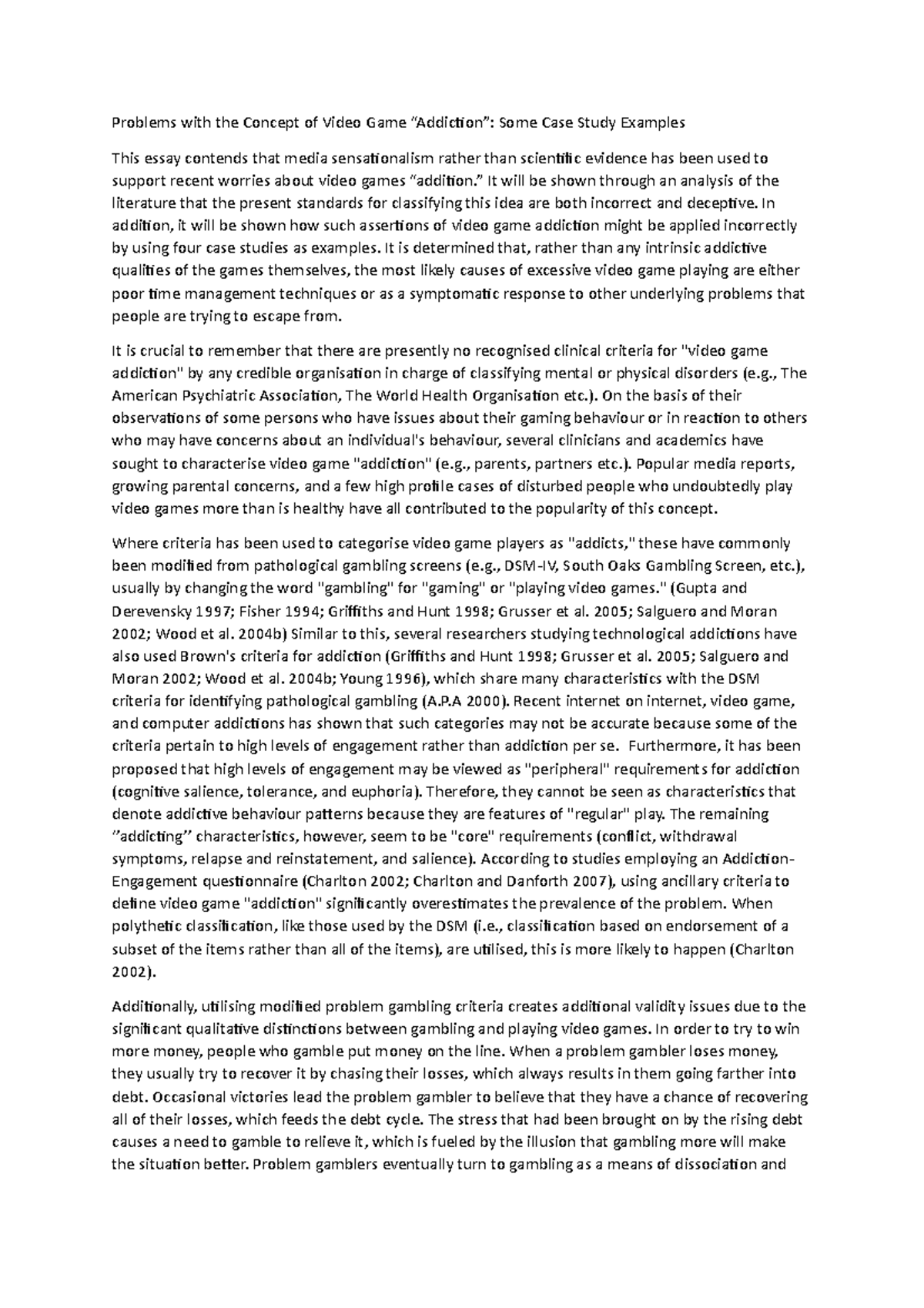 Problems with the Concept of Video Game - ” It will be shown through an ...