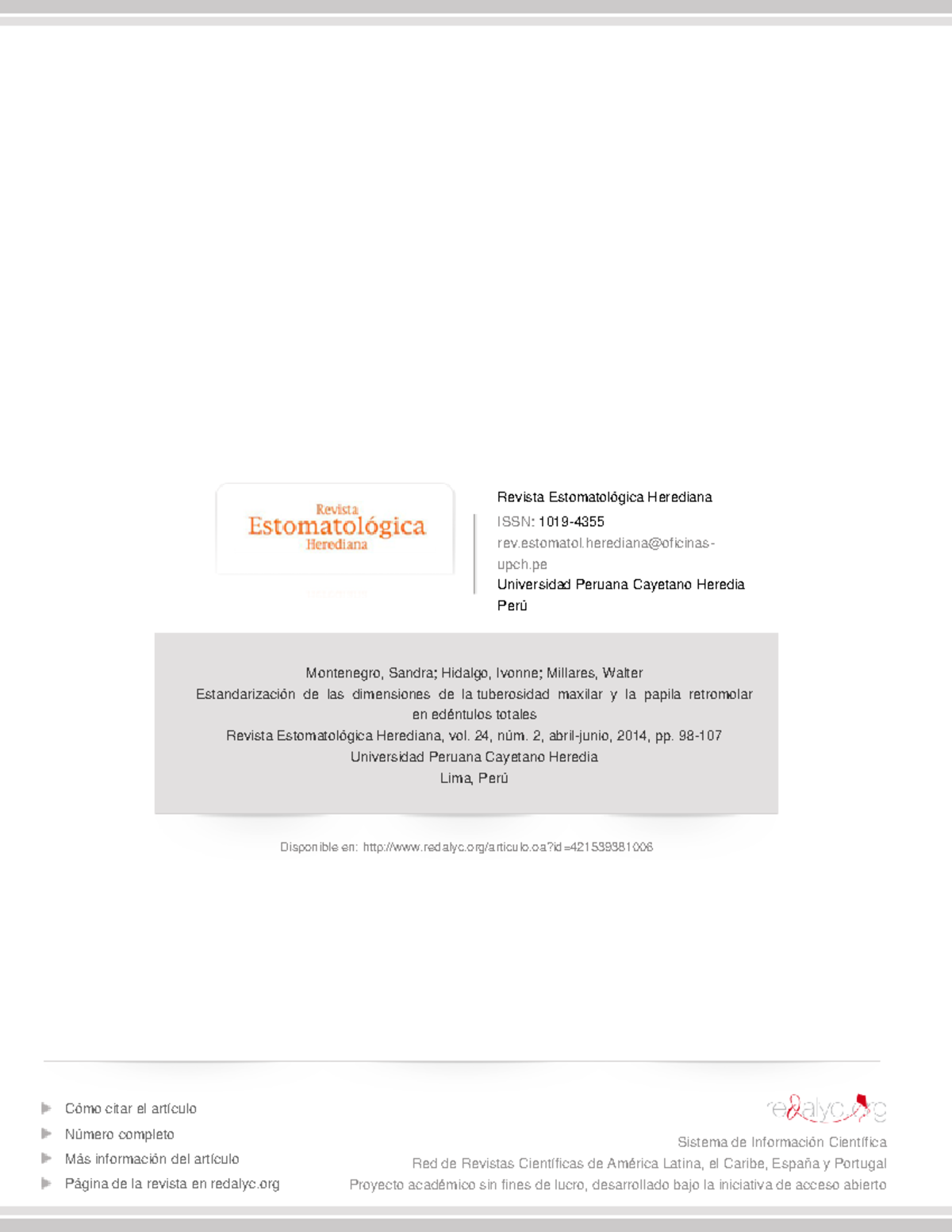Estandarización de las dimensiones de la tuberosidad maxilar y la ...
