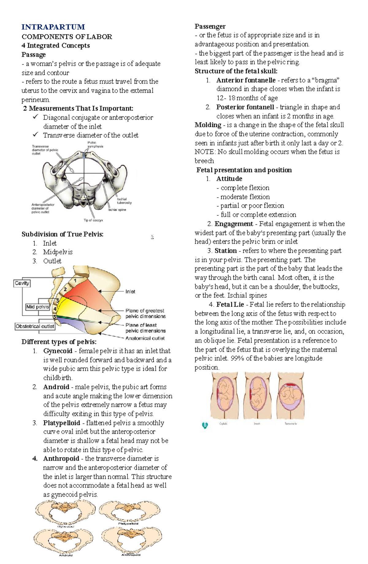 Intrapartum - INTRAPARTUM COMPONENTS OF LABOR 4 Integrated Concepts ...