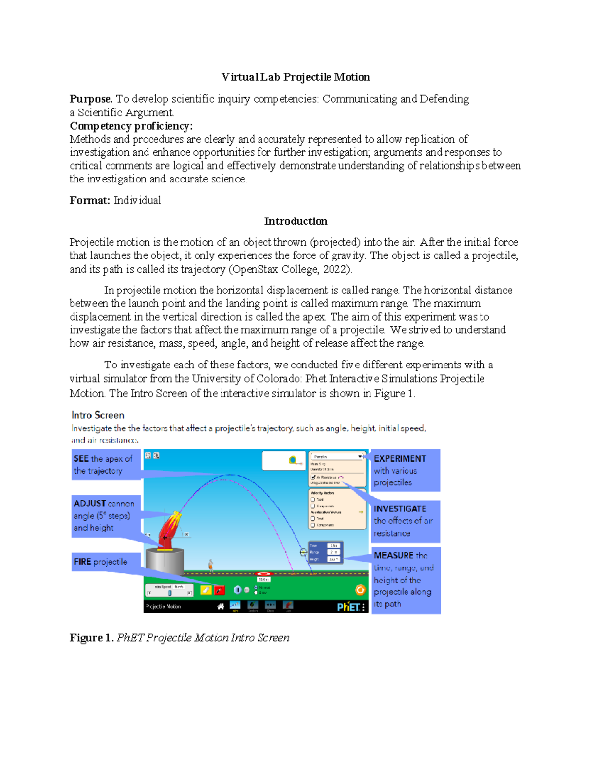 Copy of Virtual Lab Projectile Motion - Virtual Lab Projectile Motion ...