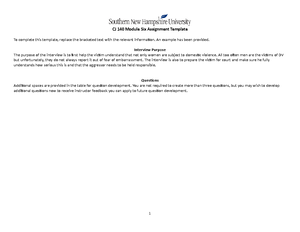 CJ 140 Module Six Assignment Template 6-2 - An example has been provided. Interview Purpose The ...