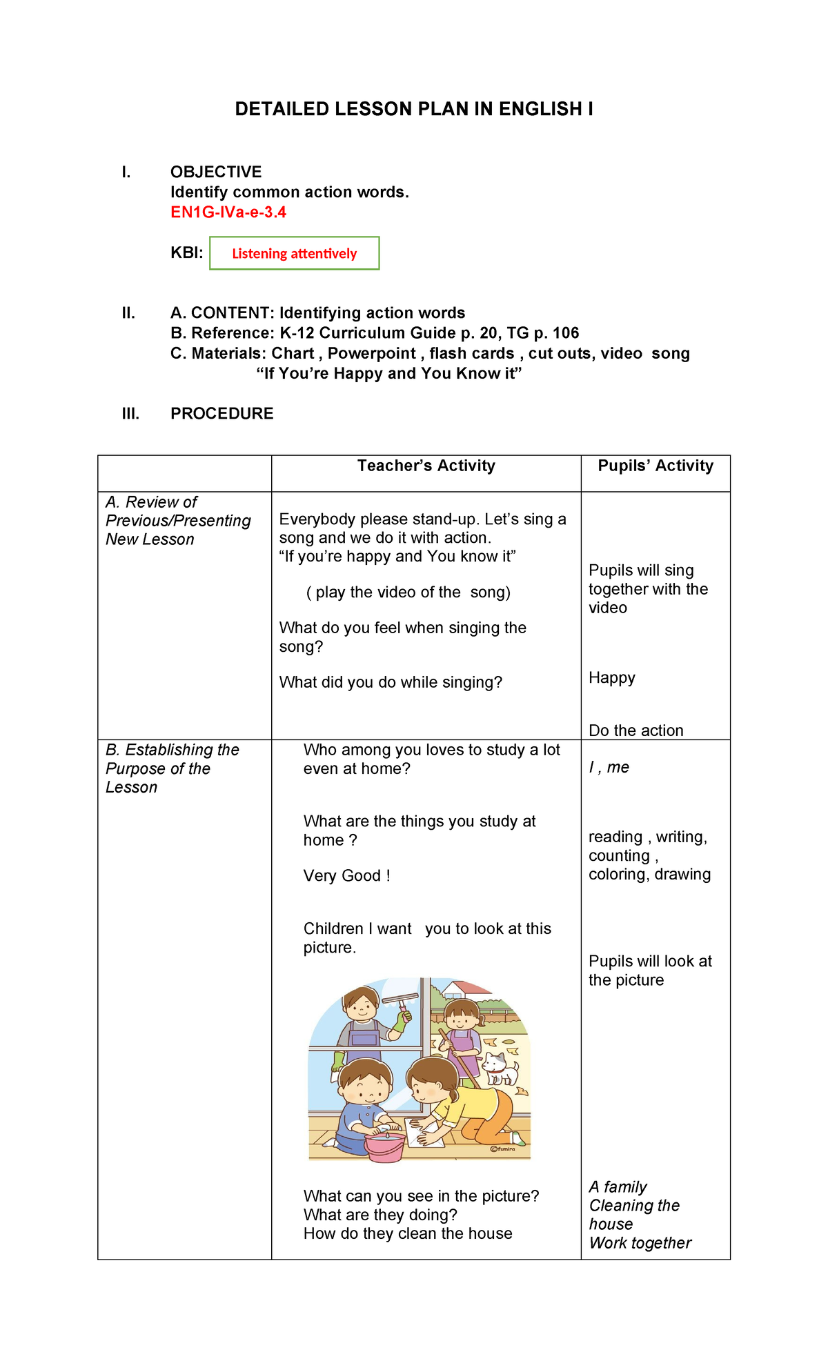 Cotengone - nice - DETAILED LESSON PLAN IN ENGLISH I I. OBJECTIVE ...