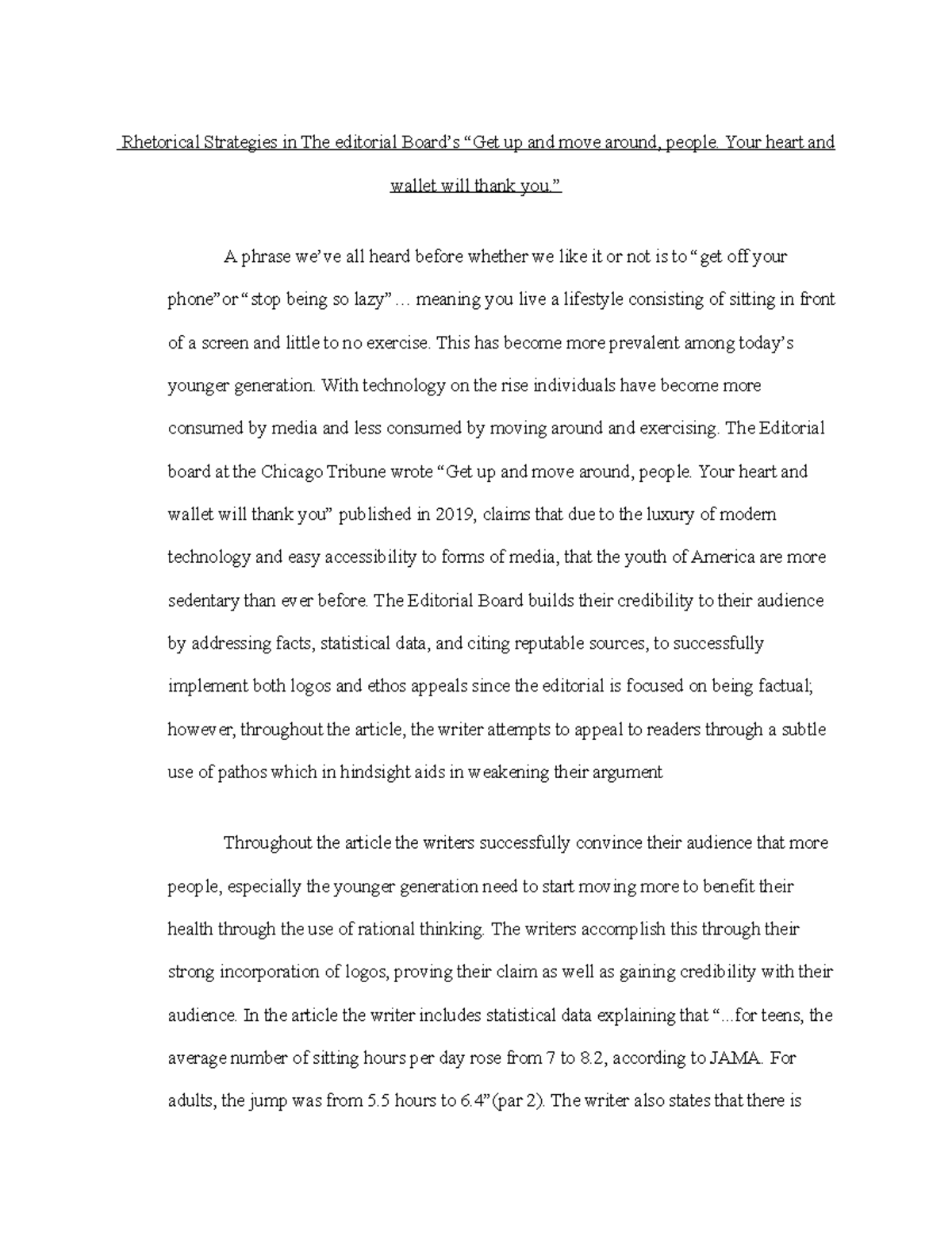 Rhetorical Evaluation Essay Rhetorical Strategies In The Editorial