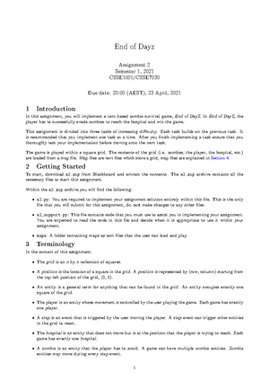 Assignment 2 Task Sheet 2021 - CSSE1001 - UQ - Studocu