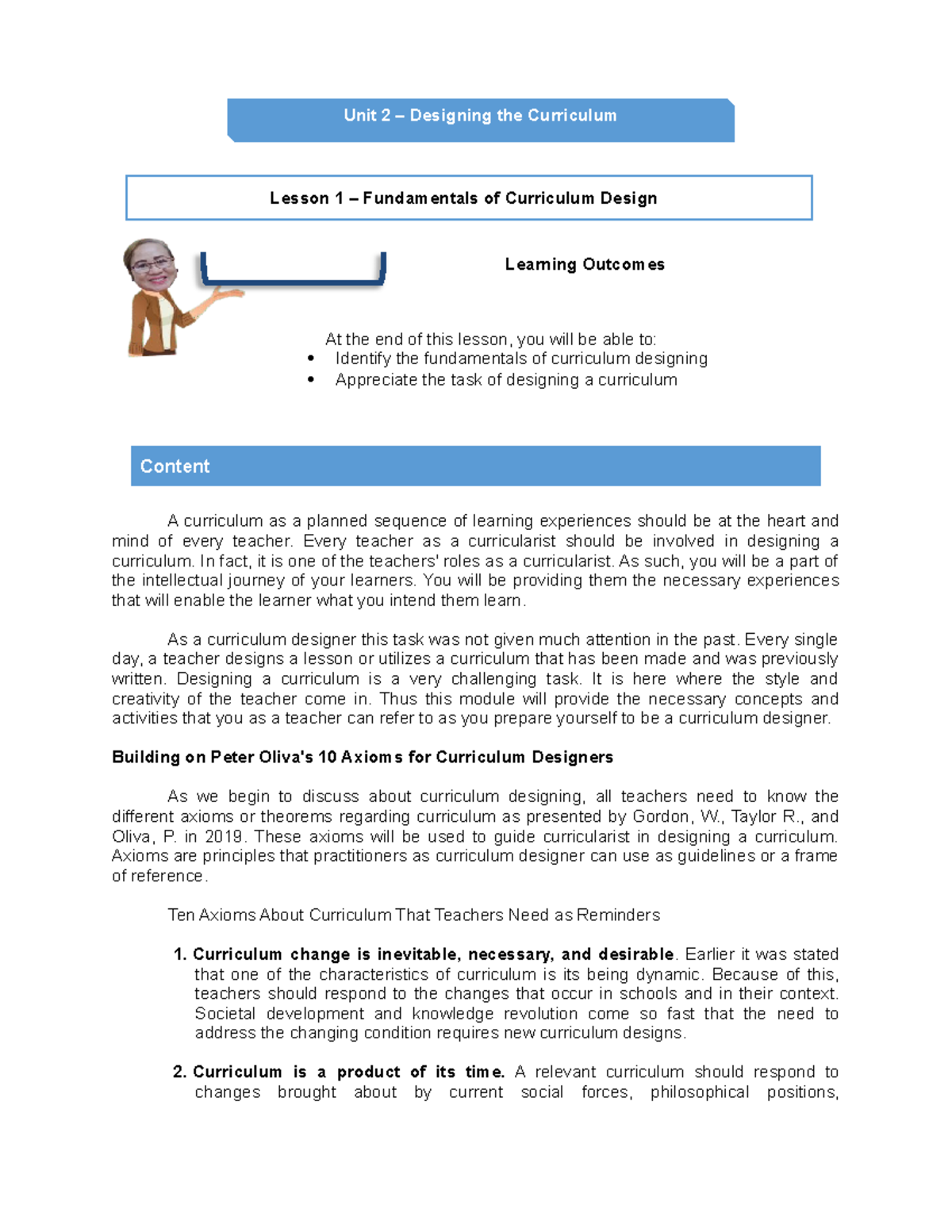 Unit 2 Lesson 1 - please read - At the end of this lesson, you will be ...