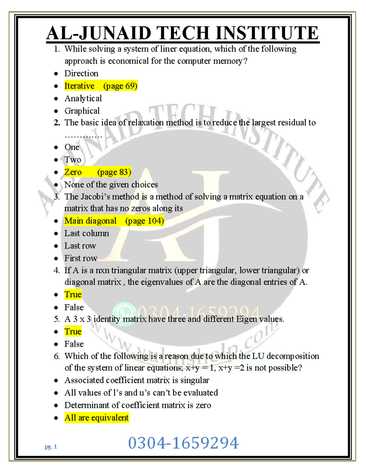 MTH603 Midterm Solved MCQS By Junaid removed - 1. While solving a ...