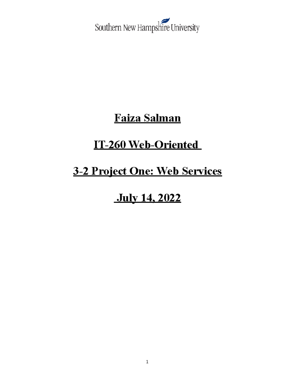 IT 260 Project One Technology Plan - Faiza Salman IT-260 Web-Oriented 3-2 Project One: Web ...
