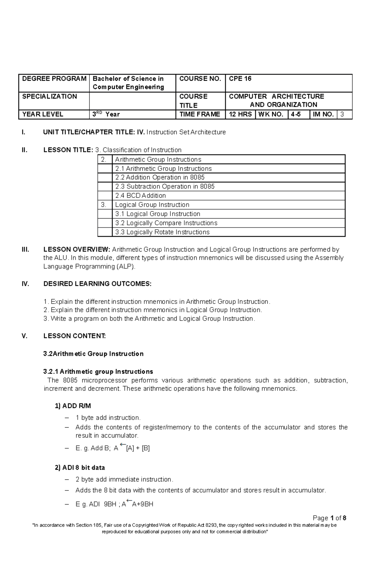 IM 3-CAO - Computer Architecture and Organization are essential aspects ...