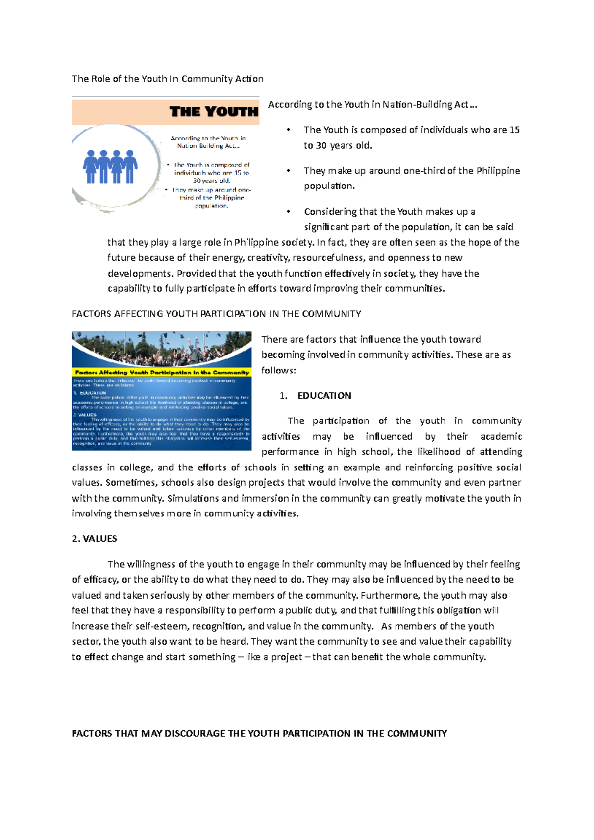 CESC The Role of the Youth in Community Action PPT Notes - The Role of ...