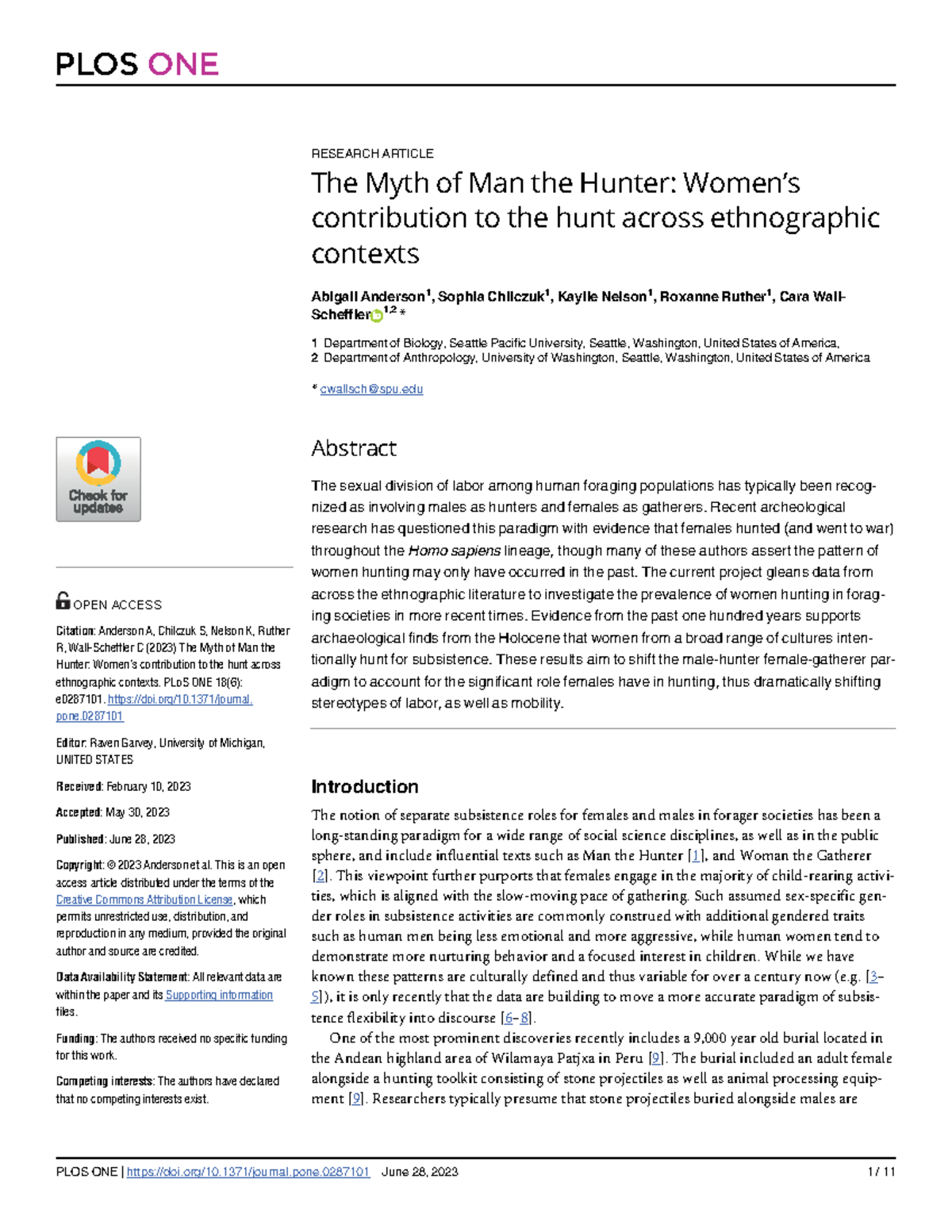 The myte of man the hunter - RESEARCH ARTICLE The Myth of Man the ...