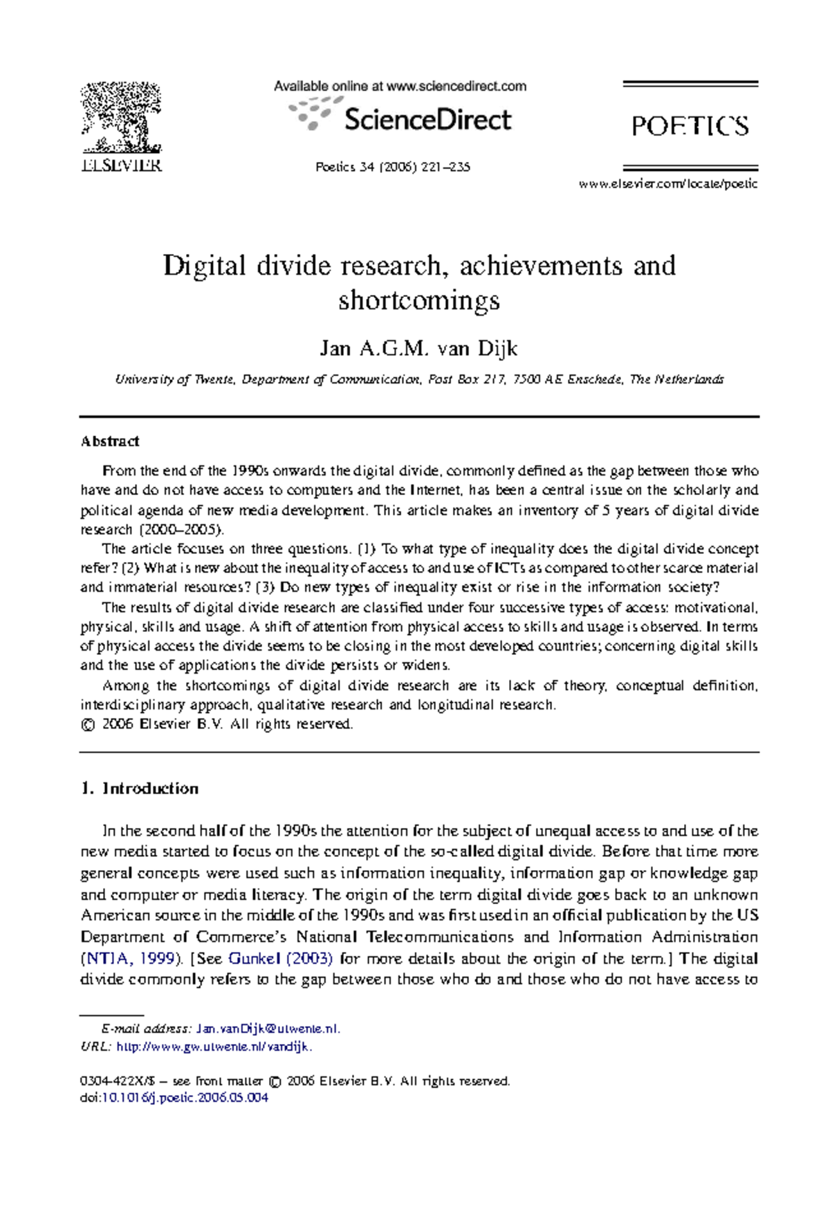 Digital divide - research aids - Digital divide research, achievements ...