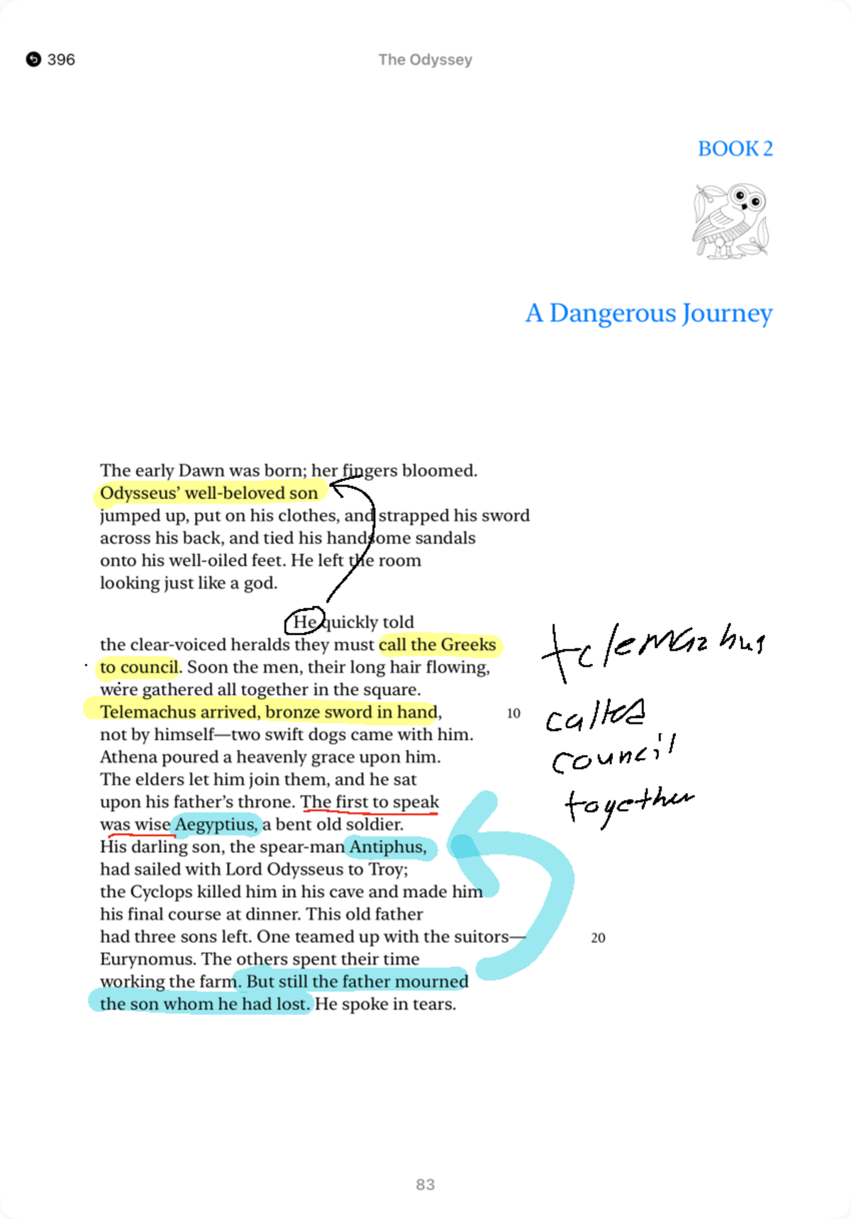 Odyssey, Bk. 2 “A Dangerous Journey”–Emily Wilson Translation - 7 0 ...