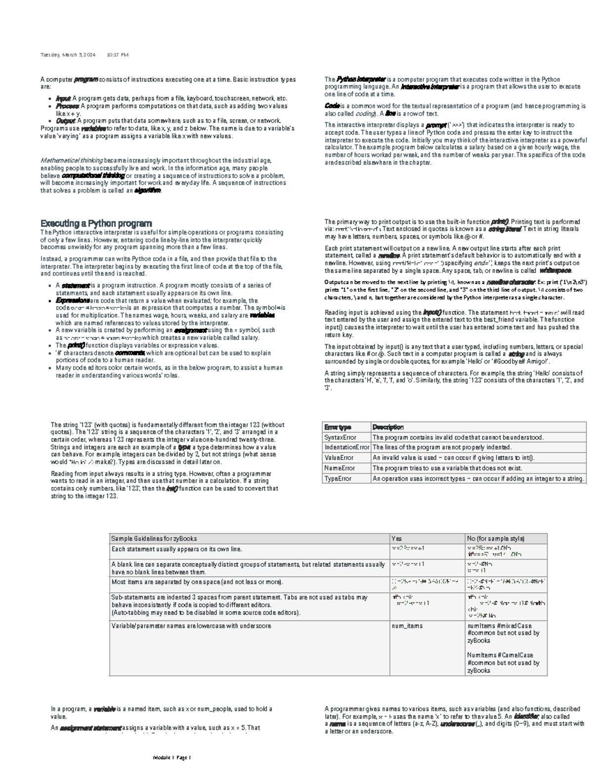 Module 1 - A computer program consists of instructions executing one at ...
