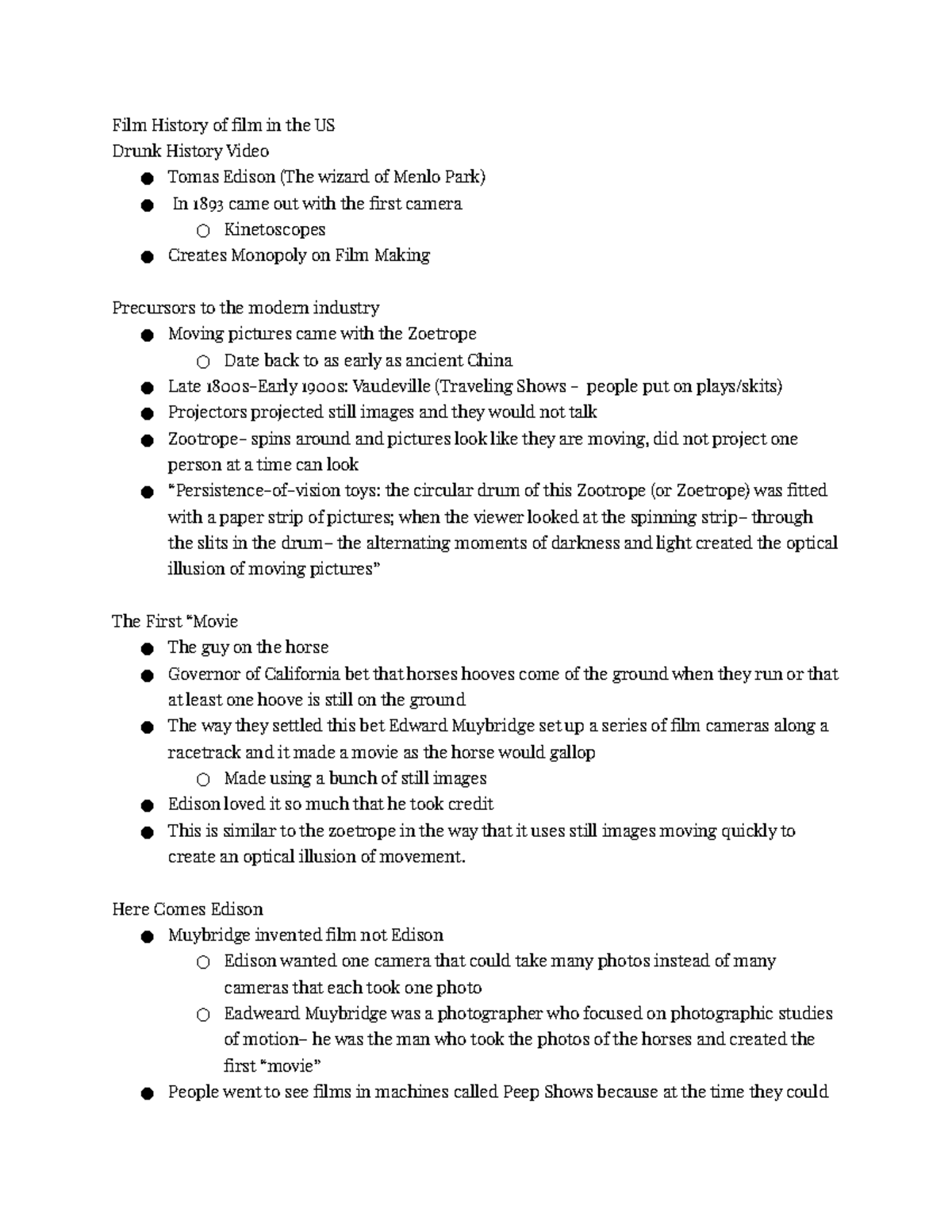 Mass media notes for exam 2 - Film History of film in the US Drunk ...