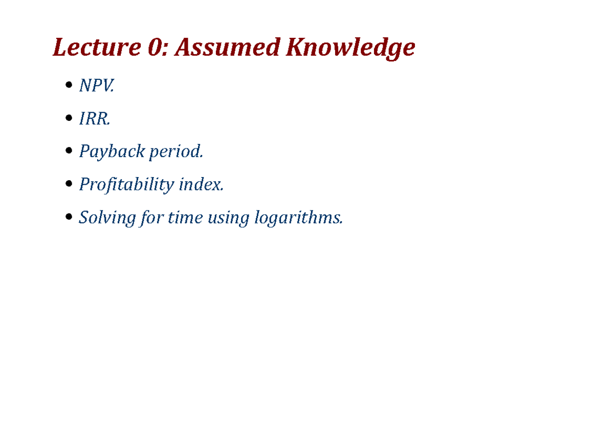 0 assumed knowledge - Starting notes for finance for kids in 1st year ...