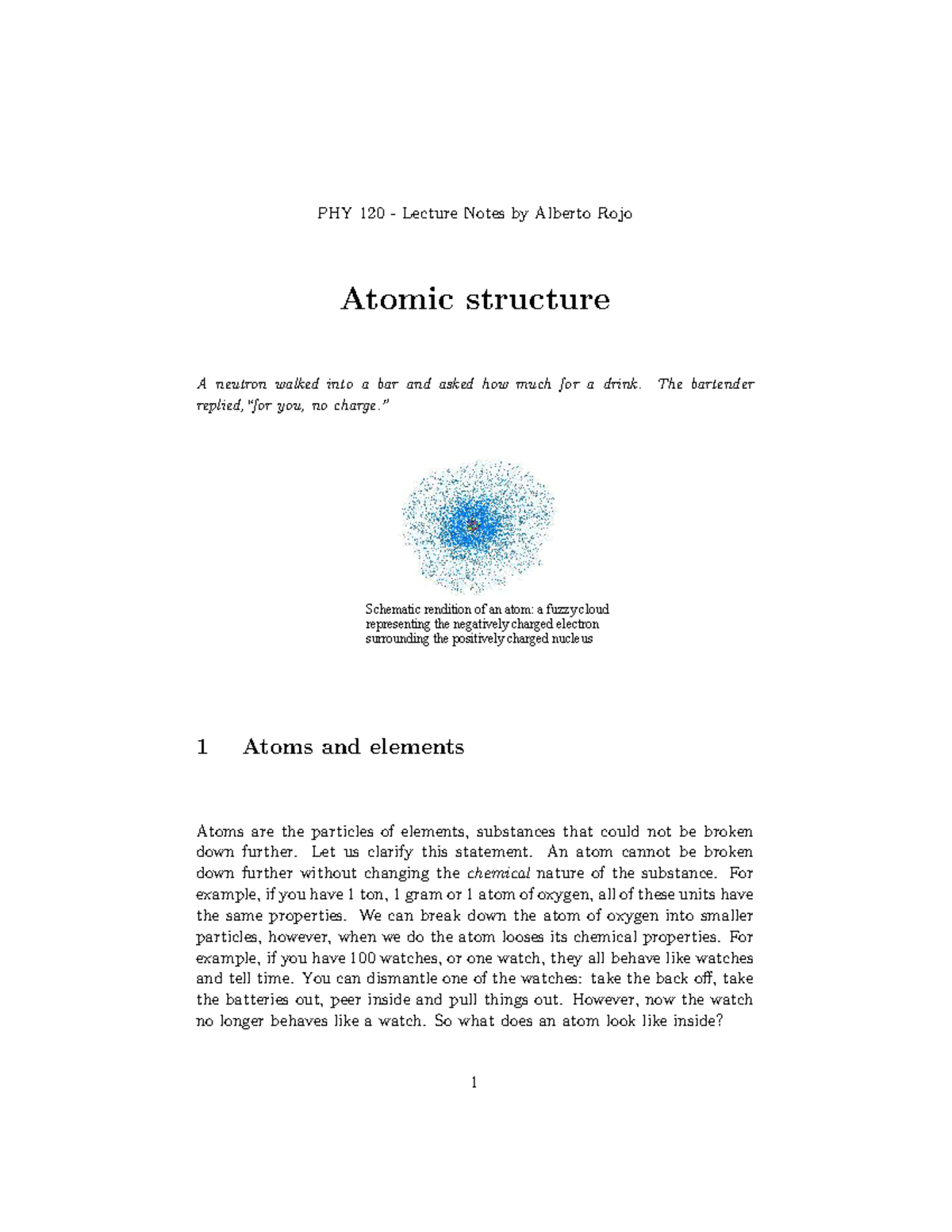 Atomic structure - Lecture notes 5 - PHY 120 - Lecture Notes by Alberto ...