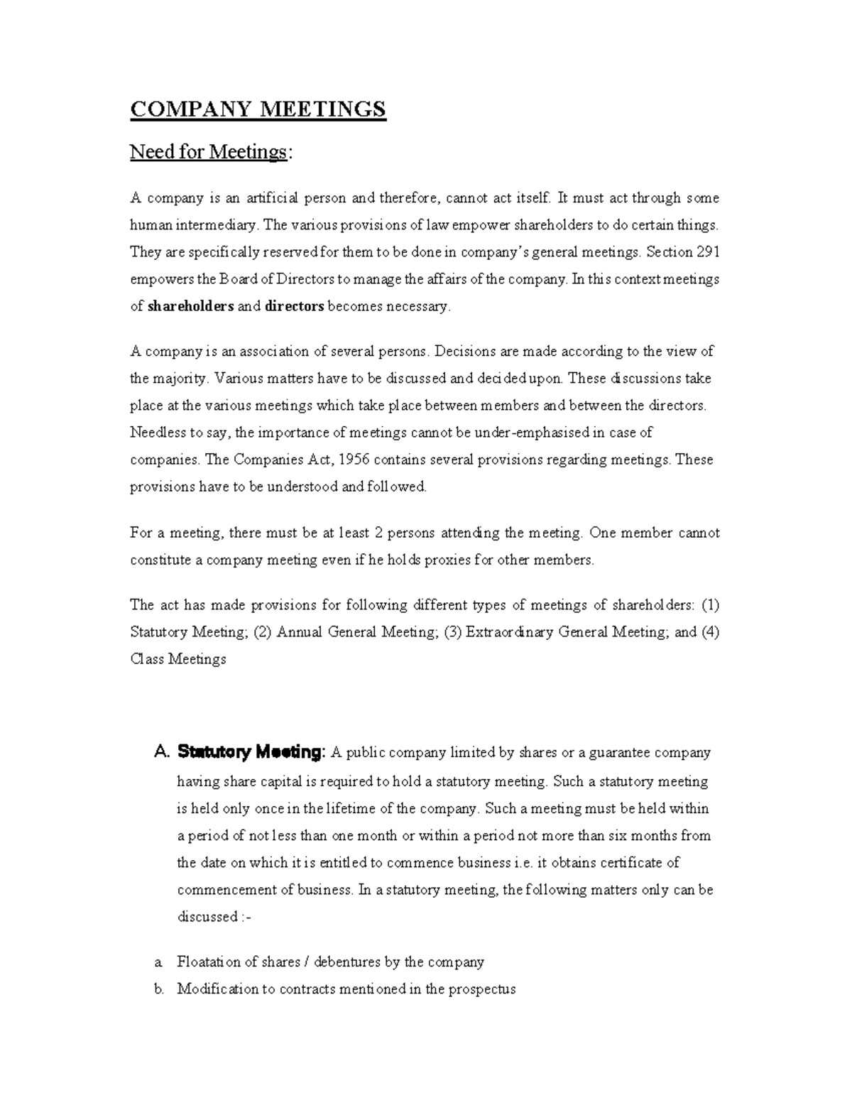 Company Meetings COMPANY MEETINGS Need For Meetings A Company Is An company-meetings-company-meetings-need-for-meetings-a-company-is-an
