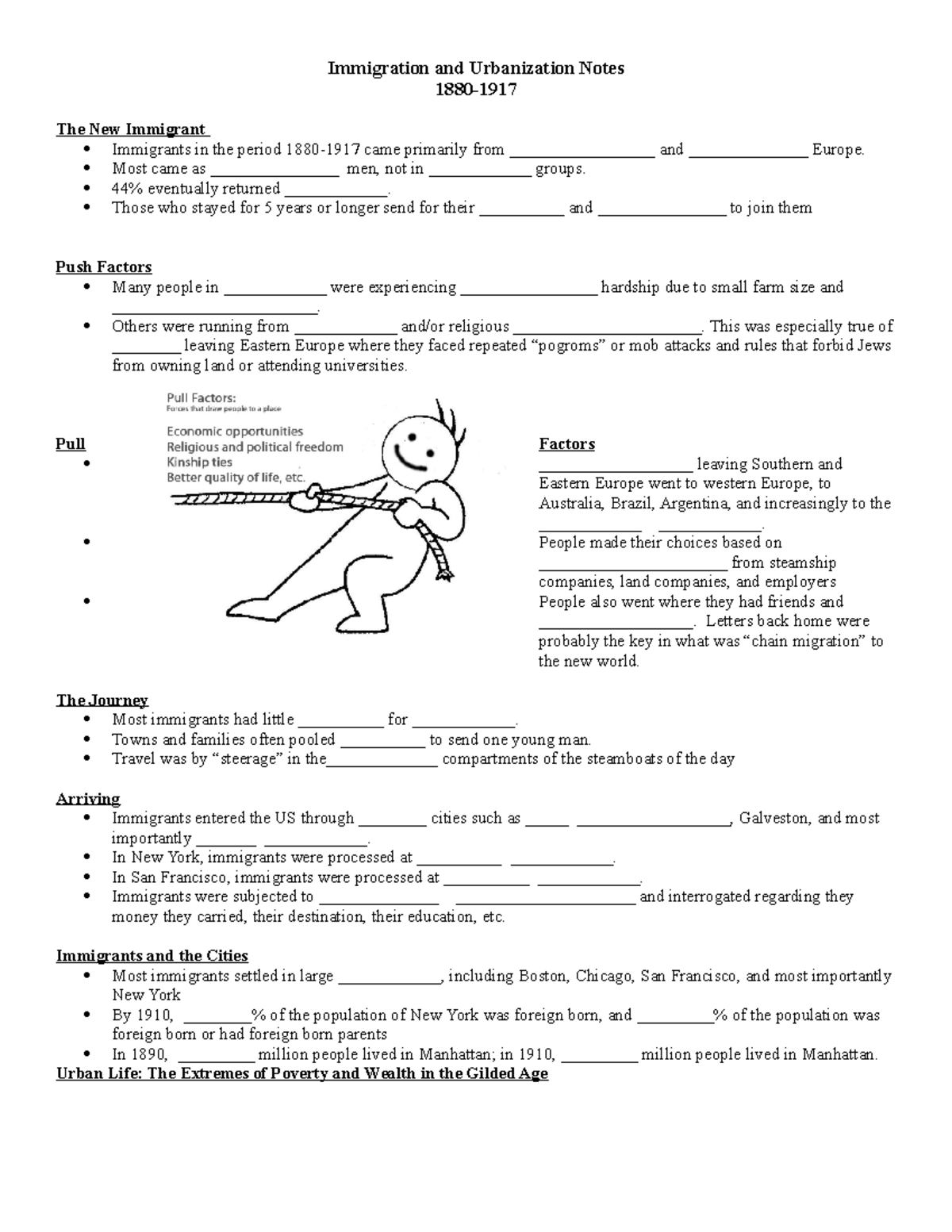 Immigration and urbanization guided notes - Immigration and ...