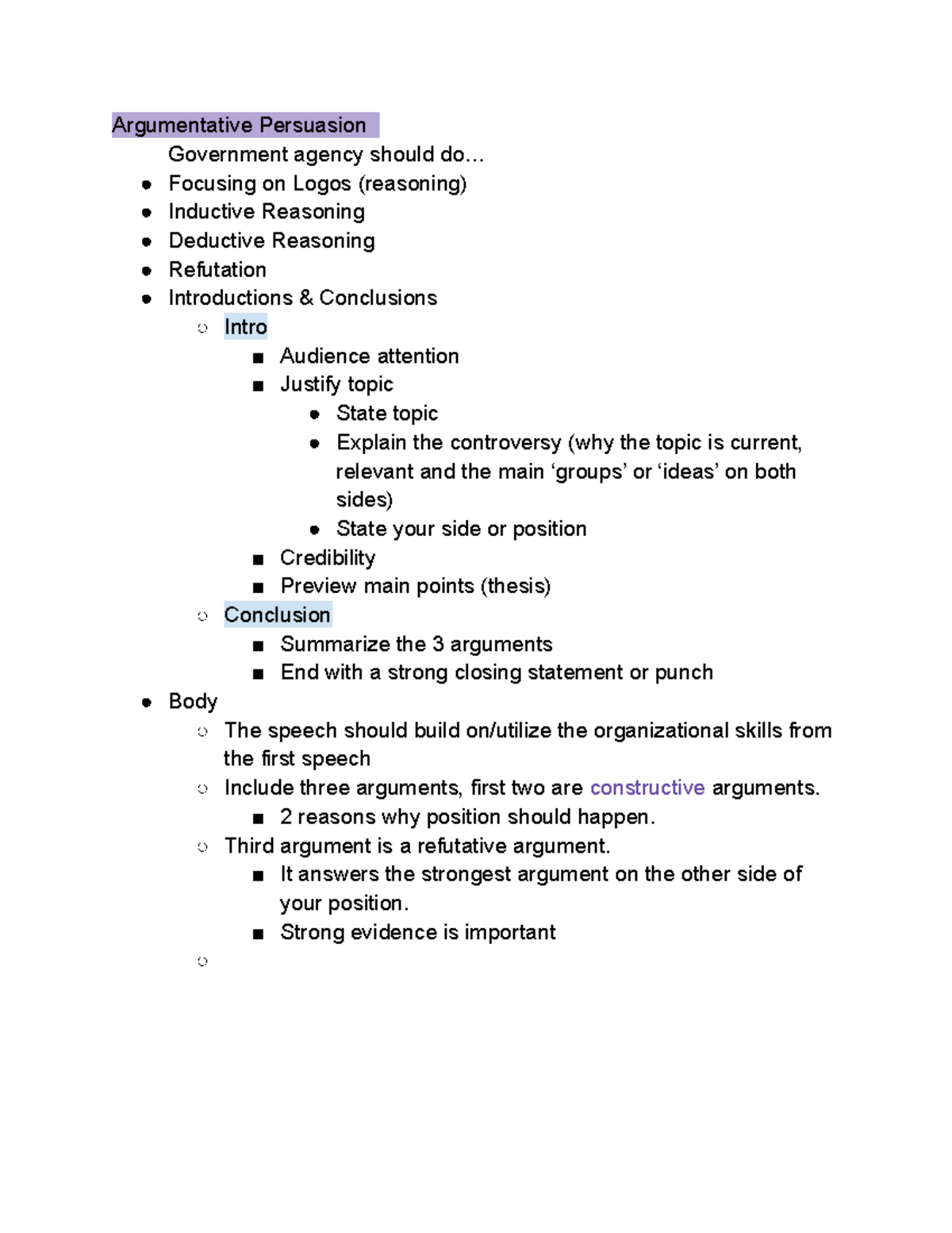 Notes - Argumentative Persuasion Government agency should do… Focusing ...