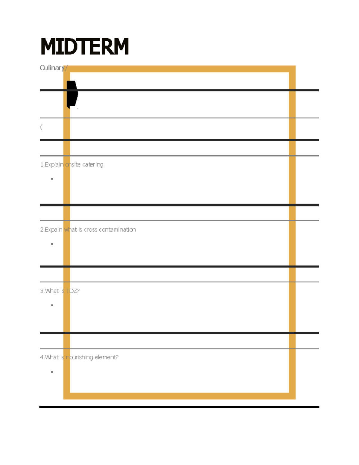 Midterm 2018, questions - MIDTERM Culinary/ ( 1 onsite catering 2 what ...