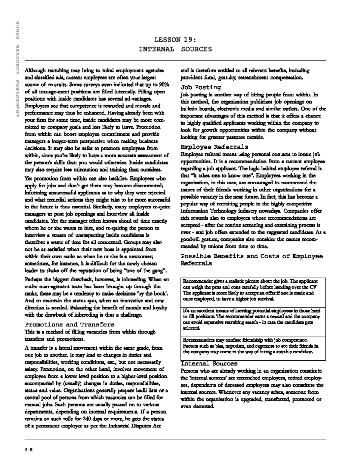 Internal Sources - Human resource management is the strategic approach ...