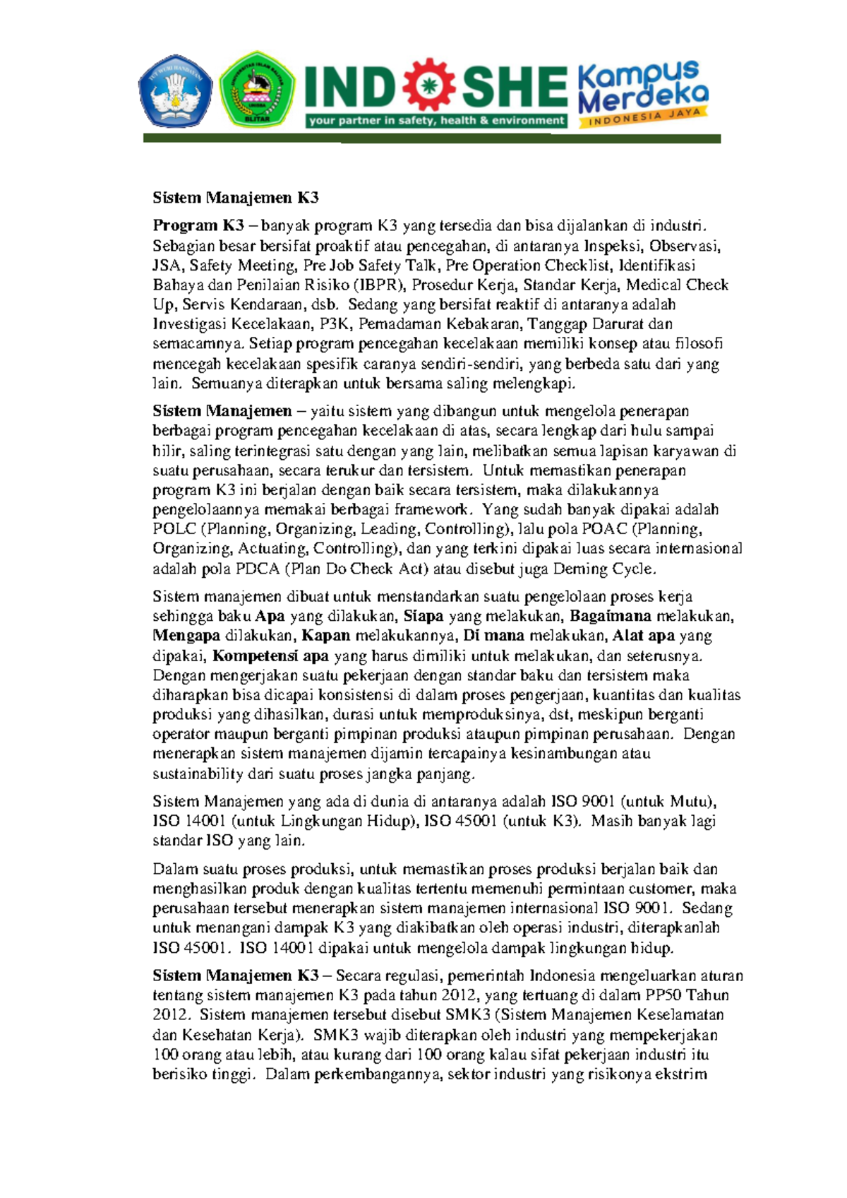02-1 Pengantar Sistem Manajemen K3 - Copy - Sistem Manajemen K Program ...