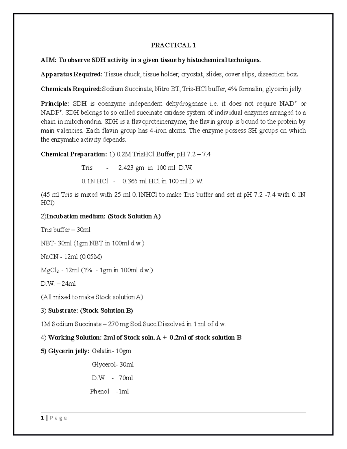 Practical-SDH-LDH - Biology Lecture Notes and Handout - PRACTICAL 1 AIM ...