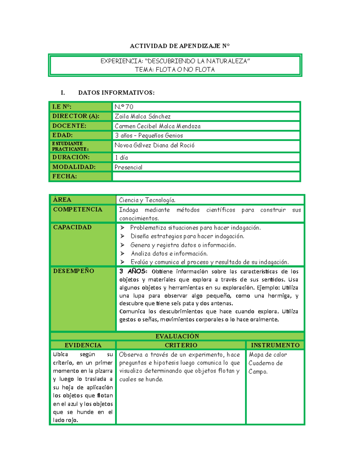 Sesion se hunde o flota - ####### ACTIVIDAD DE APENDIZAJE N ...