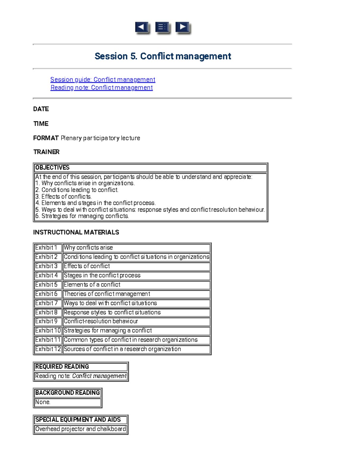 Session 5. Conflict management - Session 5. Conflict management Session ...