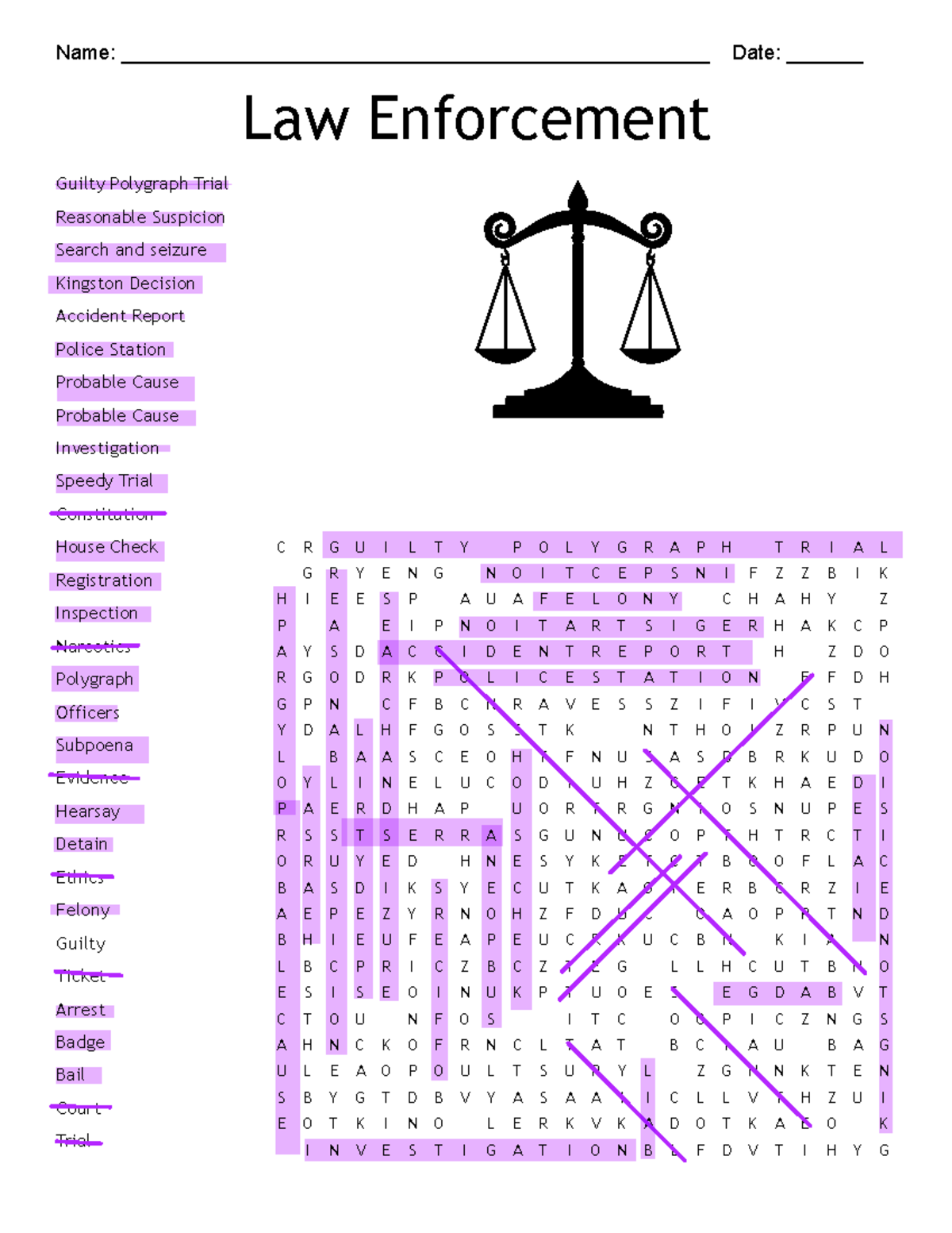 Law word search 10 17 - Name ...