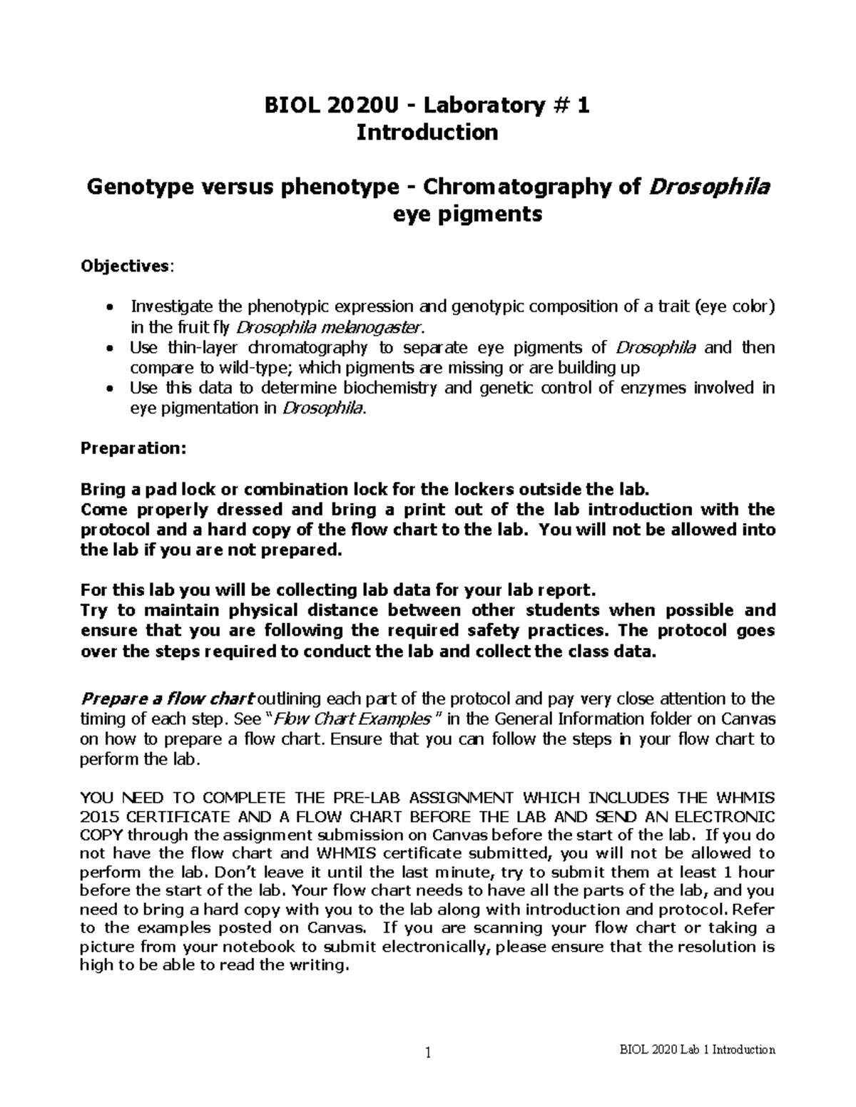 Lab 1 Introduction 2024 - BIOL 2020U - Laboratory # 1 Introduction ...